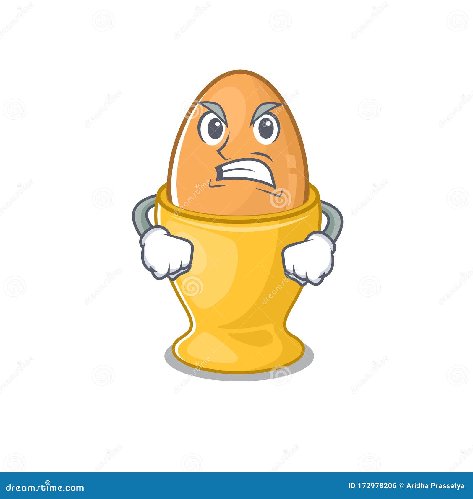 Egg Cup Cartoon Character Style Having Angry Face Stock Vector ...