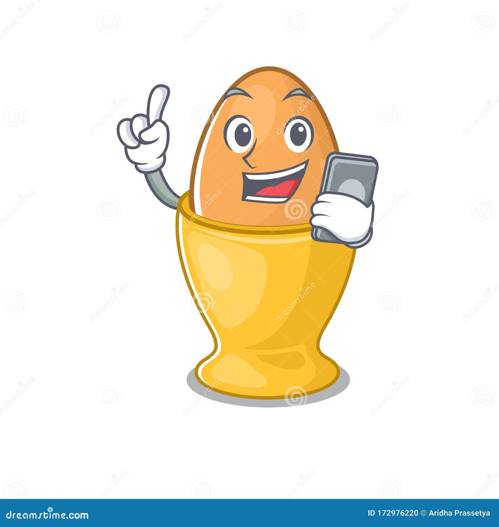 Egg Cup Cartoon Design Style Speaking on a Phone Stock Vector ...