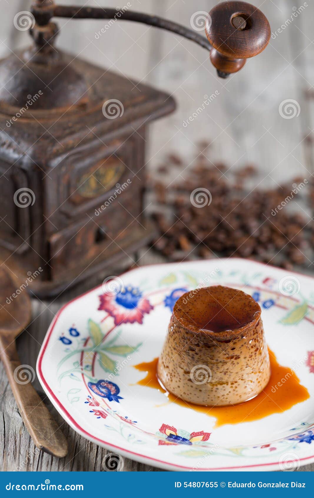 Egg custard with coffee stock image. Image of coffee - 54807655