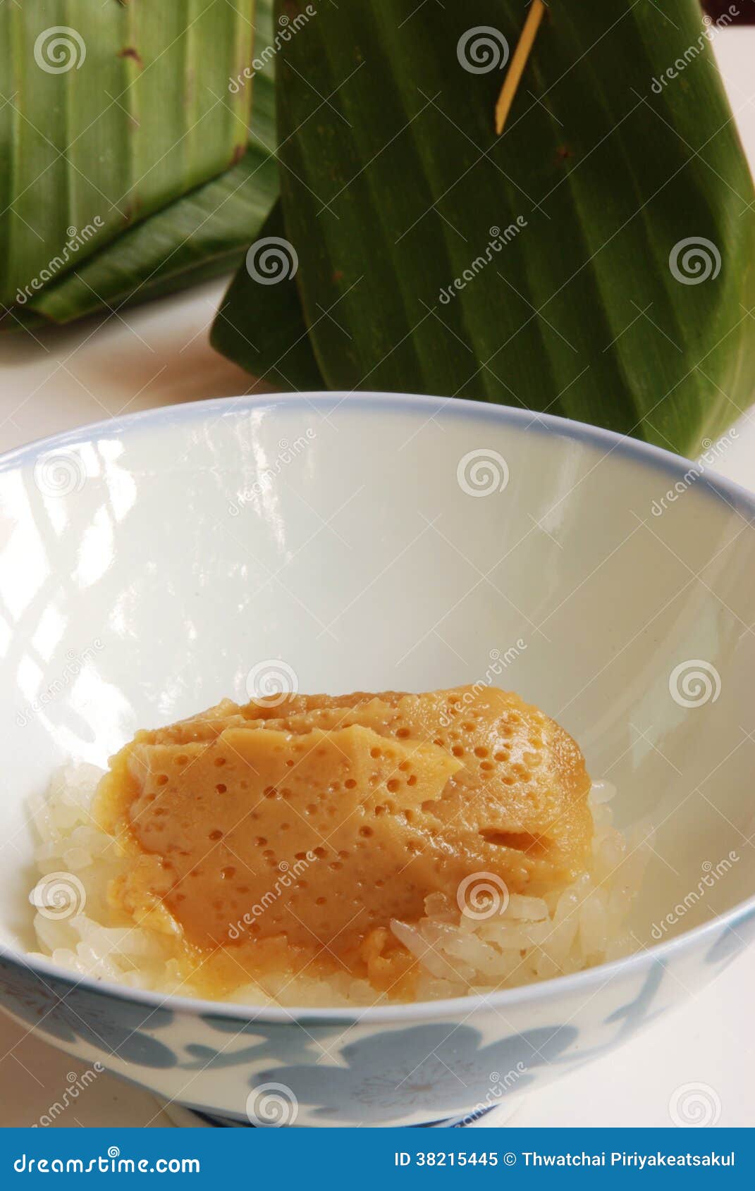 Egg Custard with Sweet Sticky Rice Stock Image - Image of home ...
