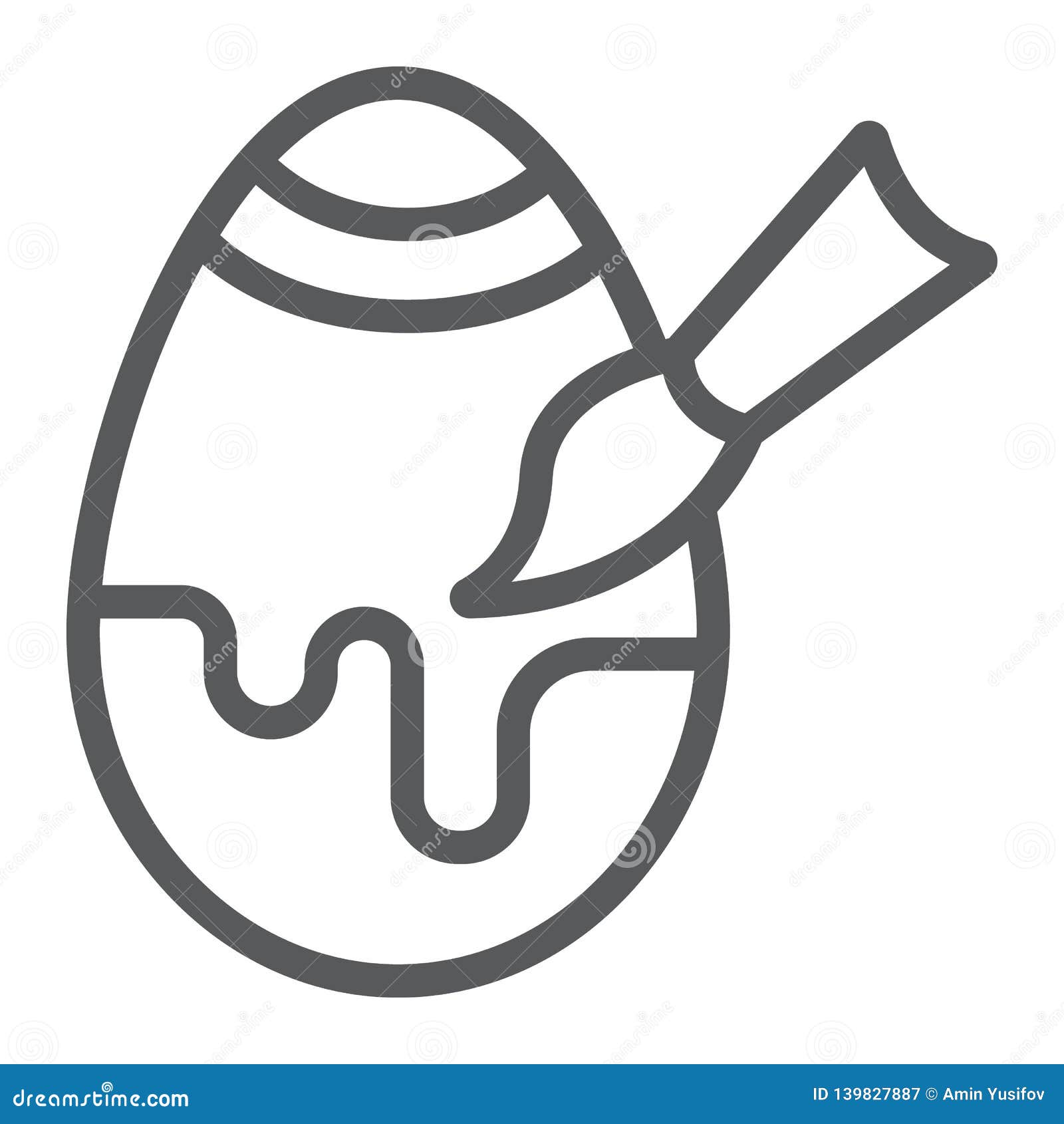 Egg Decoration Line Icon, Easter and Decor, Paintbrush and Egg Sign ...