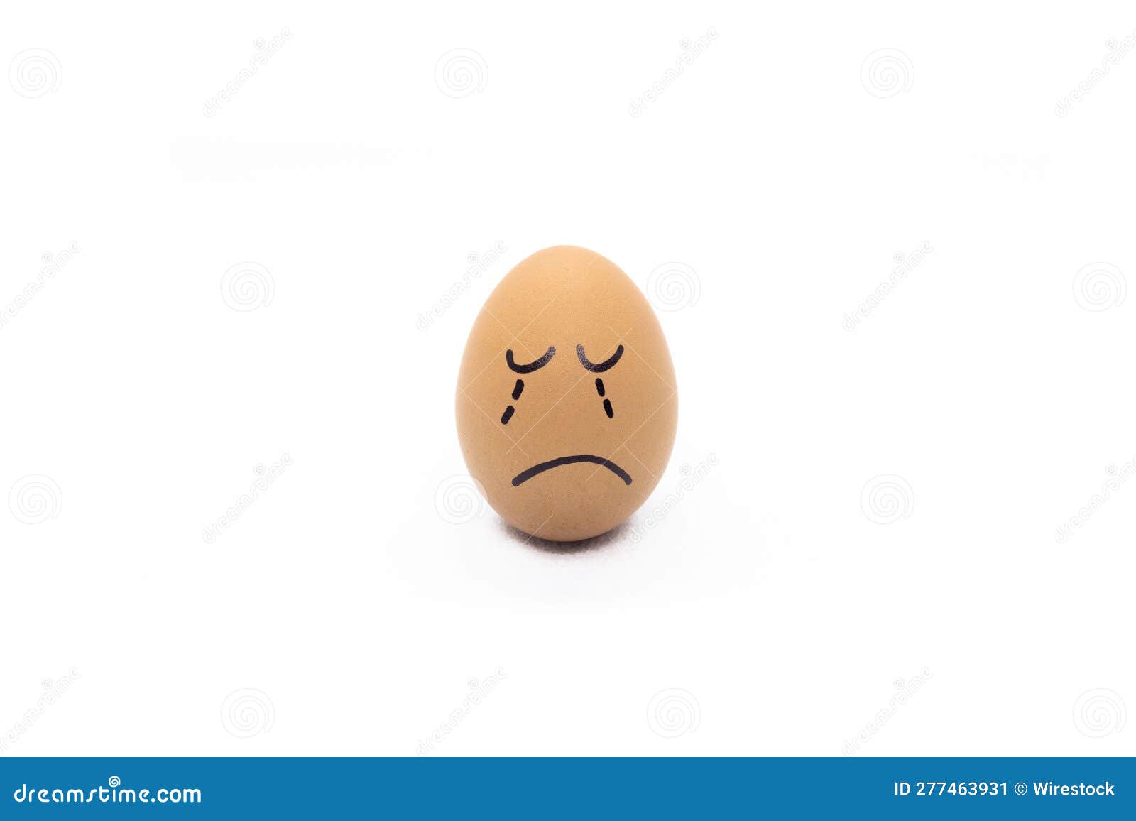 An Egg with a Drawn Crying Face Isolated on a White Background Stock ...