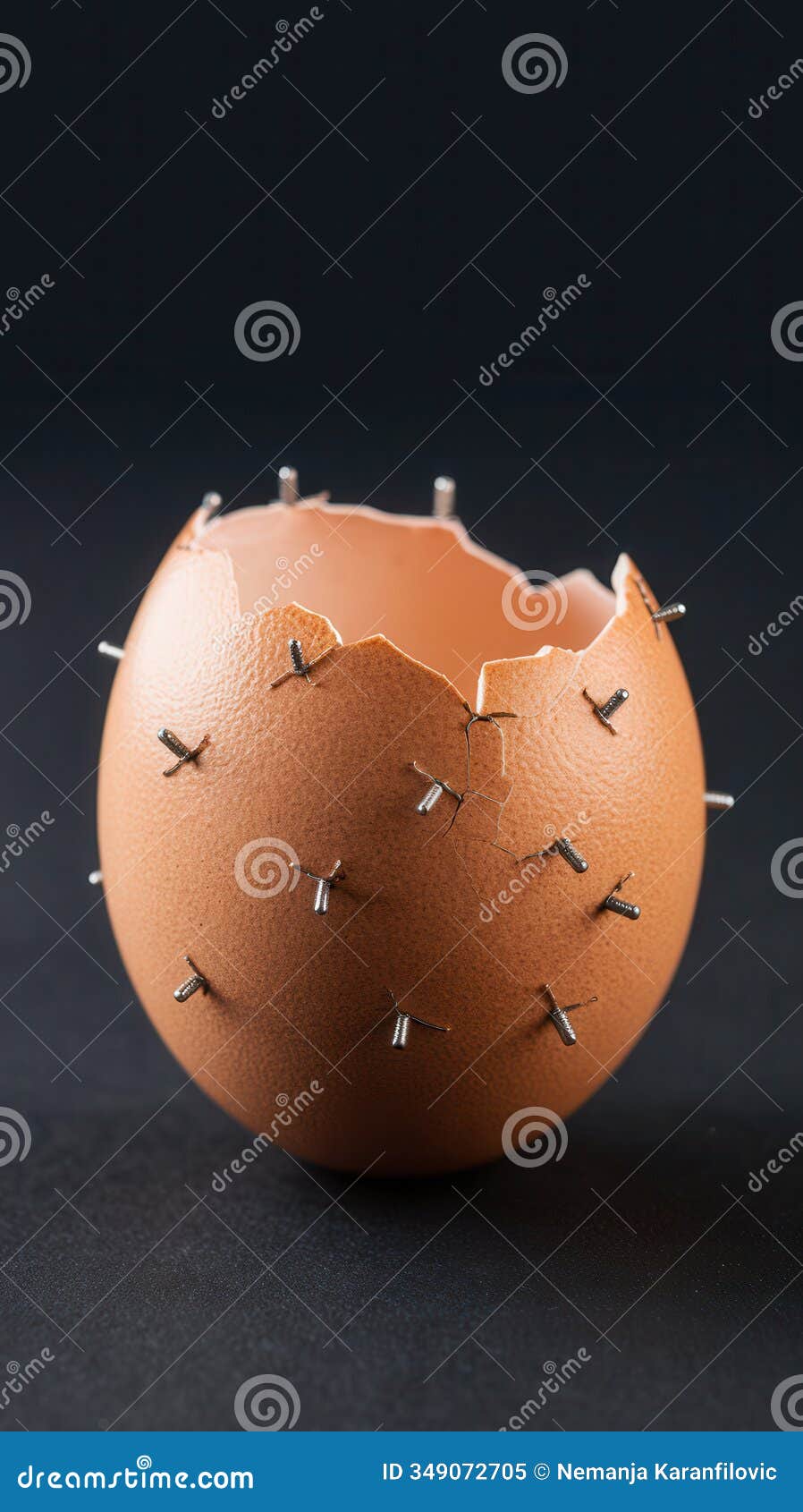 Egg with Embedded Metal Studs in Exposed Interior Close-Up Stock ...