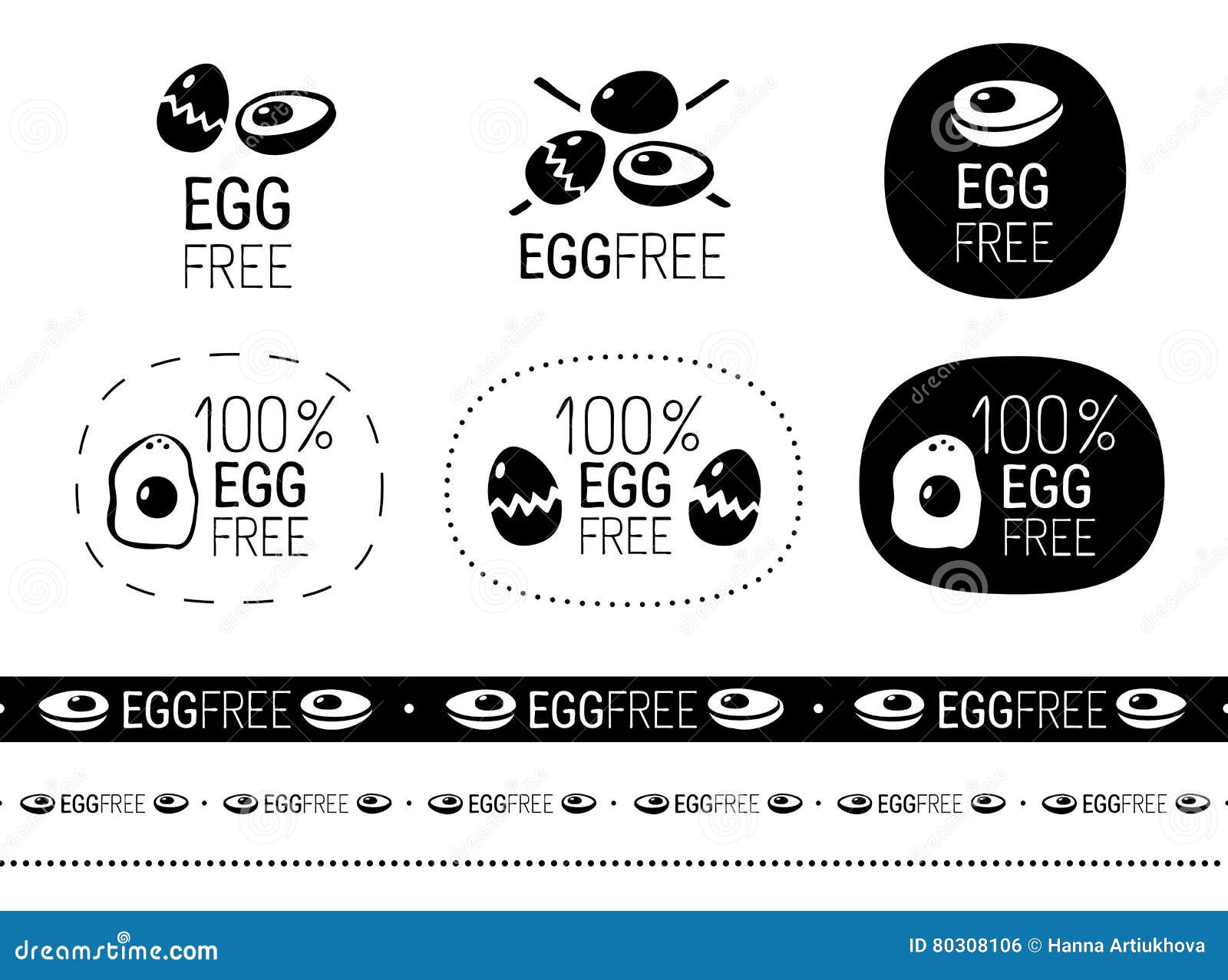 Egg free sign set stock vector. Illustration of concept - 80308106