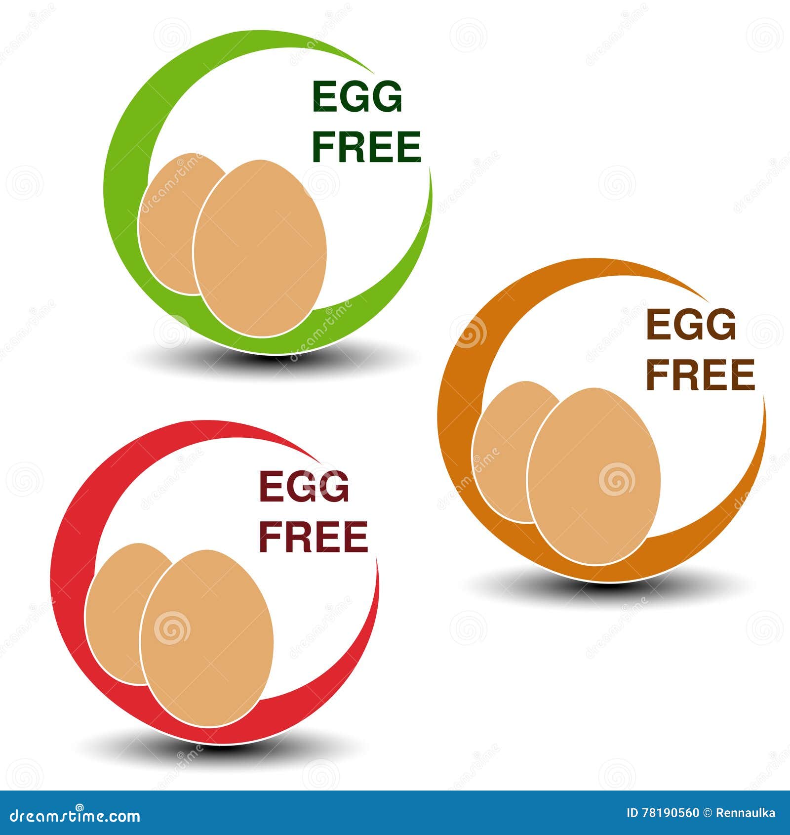 Egg Free Symbols on White Background. Silhouettes Eggs in a Circle with ...