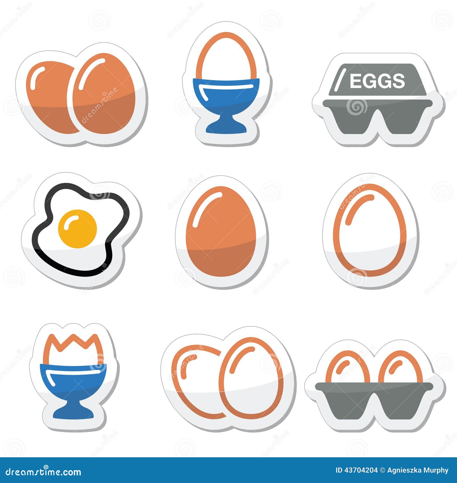 Egg, Fried Egg, Egg Box Icons Set Stock Vector - Illustration of ...