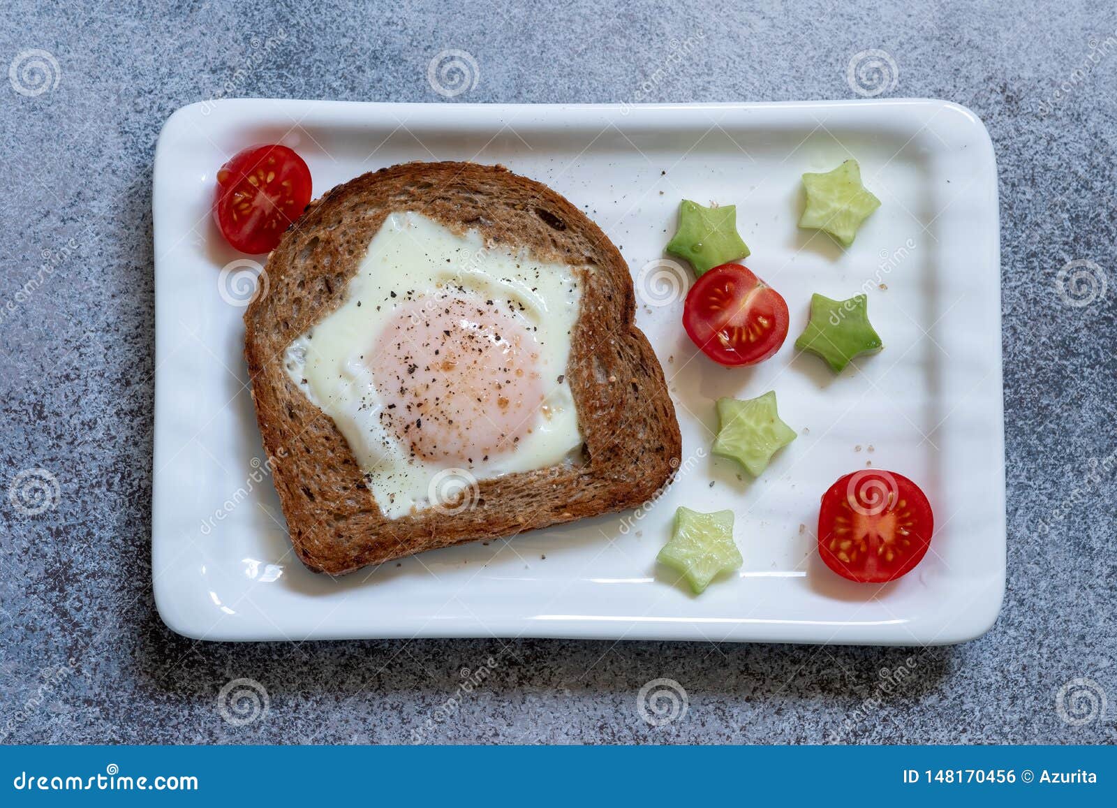 Egg Fried in a Hole Star-shaped Toast Stock Photo - Image of brunch ...