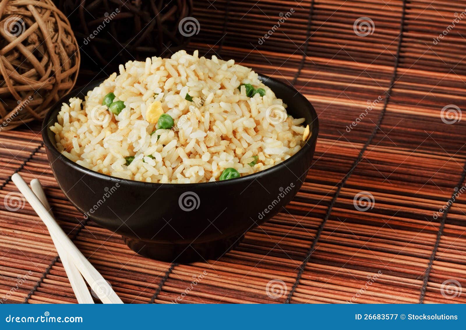 Fried Rice Balls In Bowl, Front View. Fried Rice Balls Aka Bolinho De ...