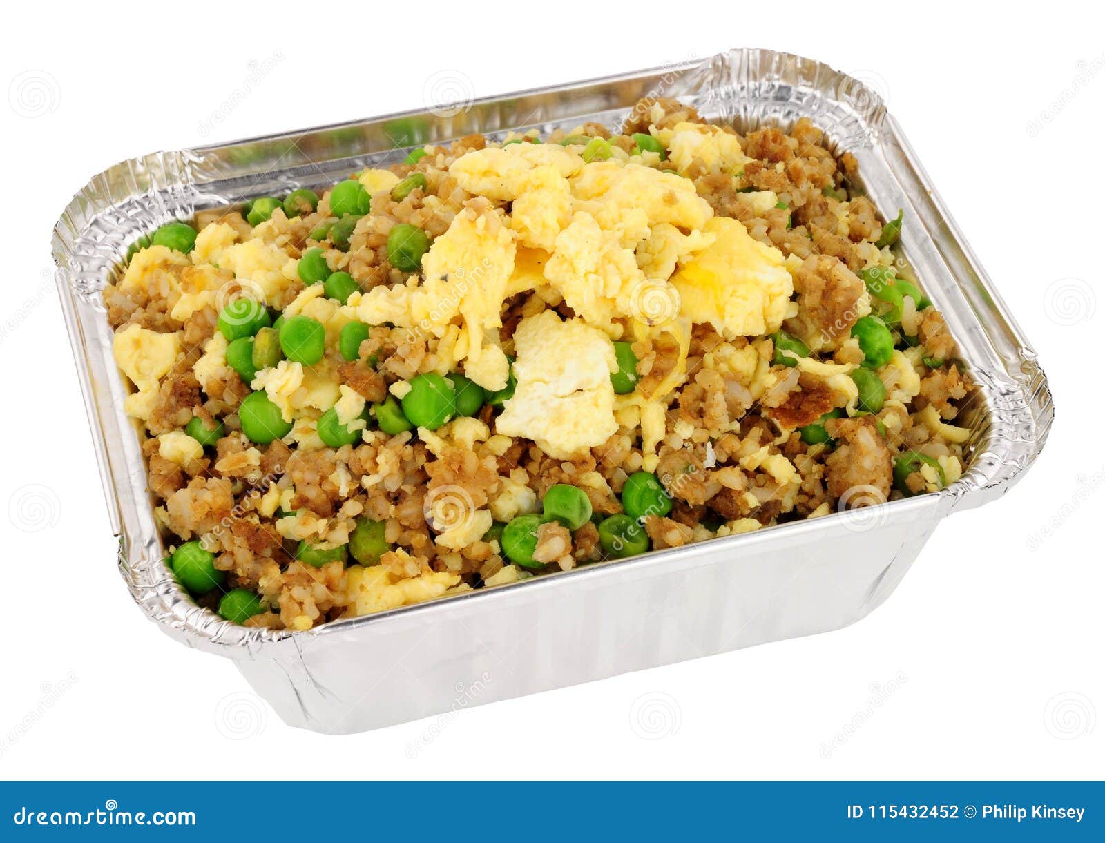 Egg Fried Rice in a Foil Take Away Container Stock Photo - Image of ...