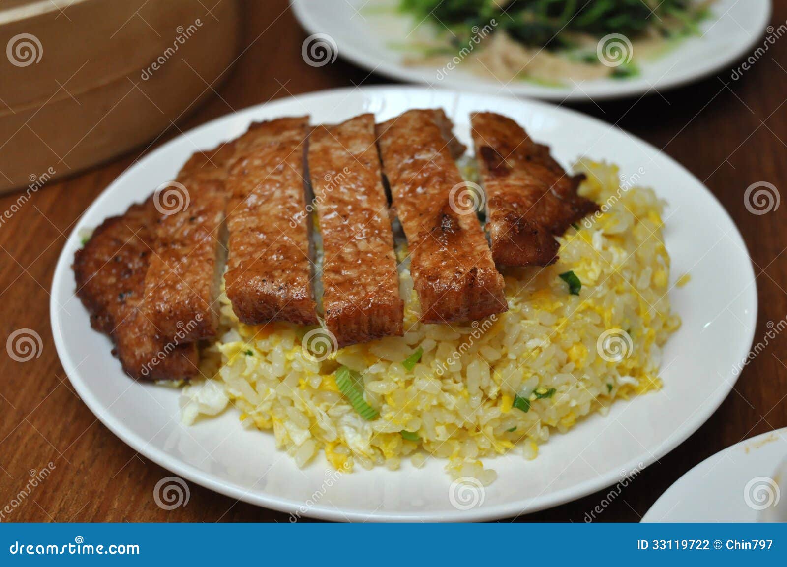 Egg fried rice with pork stock photo. Image of dining - 33119722