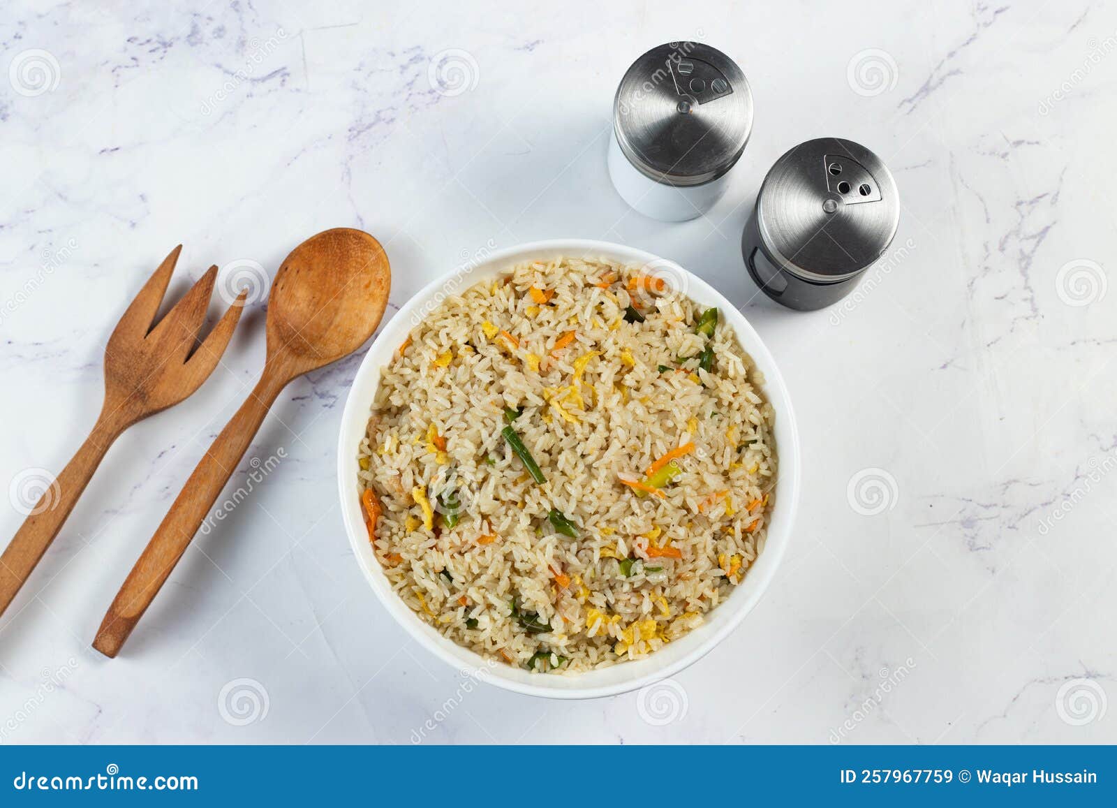 Egg Fried Rice Served in a Dish Isolated on Background Side View of ...