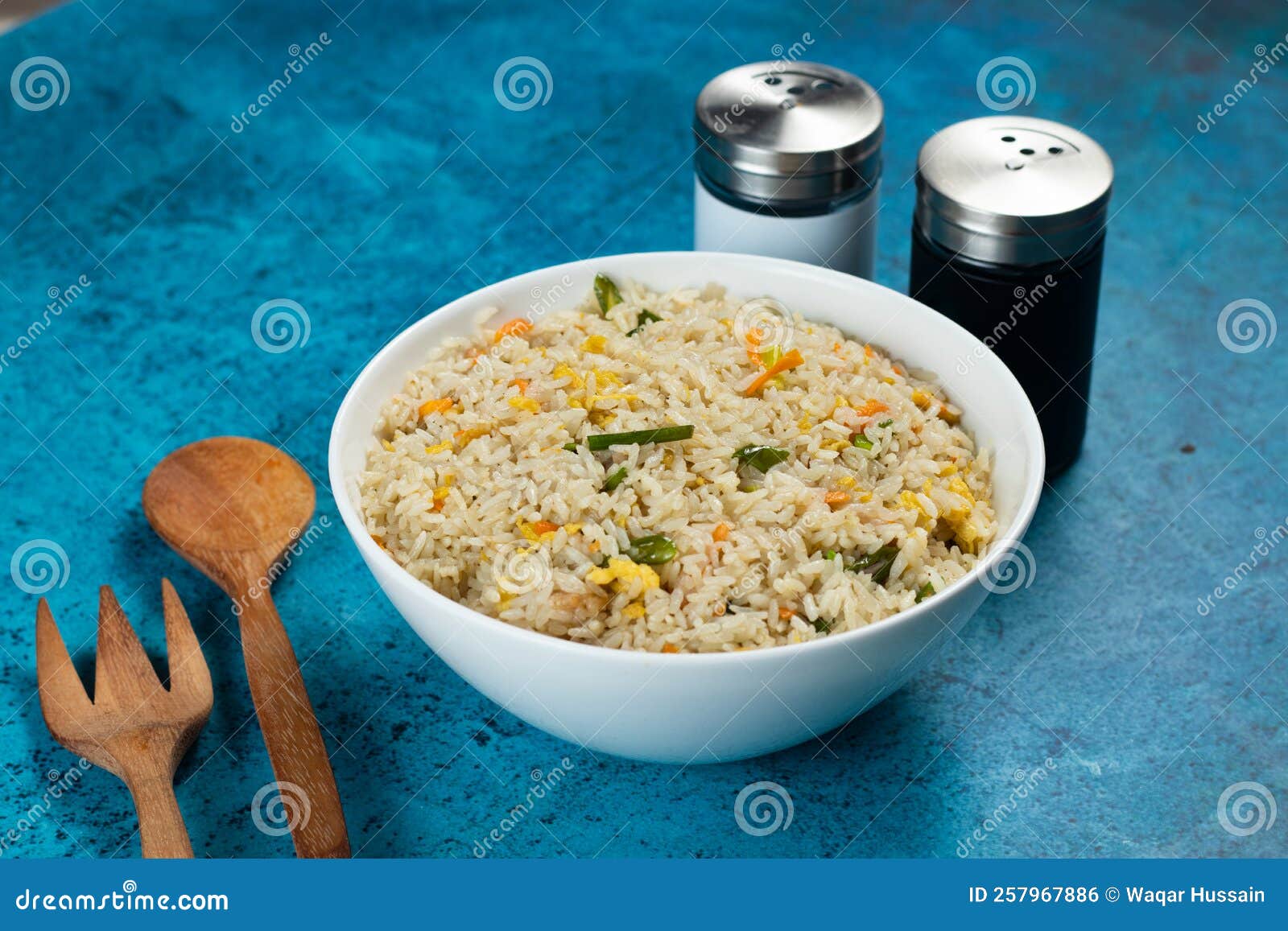 Egg Fried Rice Served in a Dish Isolated on Background Side View of ...