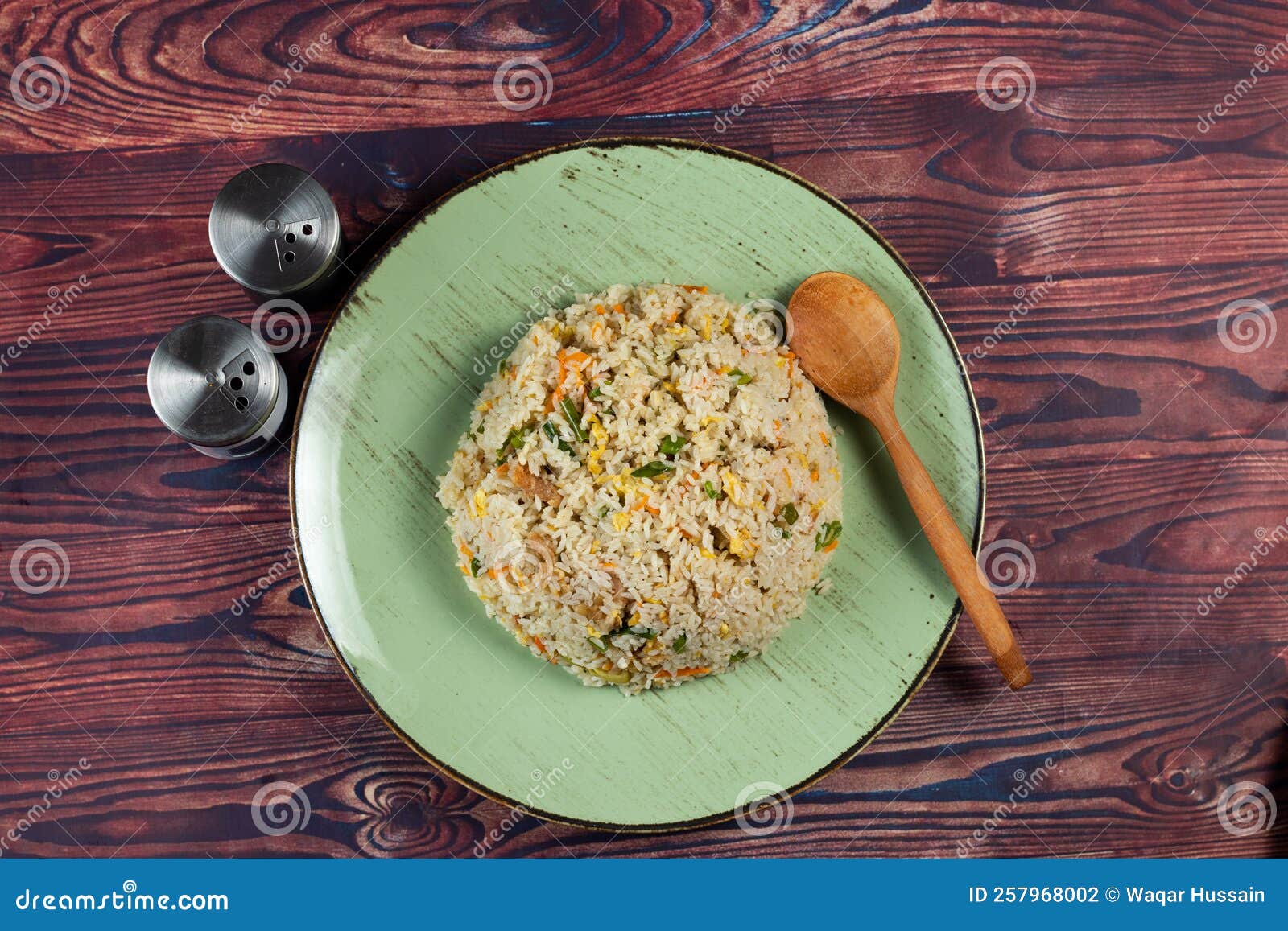 Egg Fried Rice Served in a Dish Isolated on Background Side View of ...