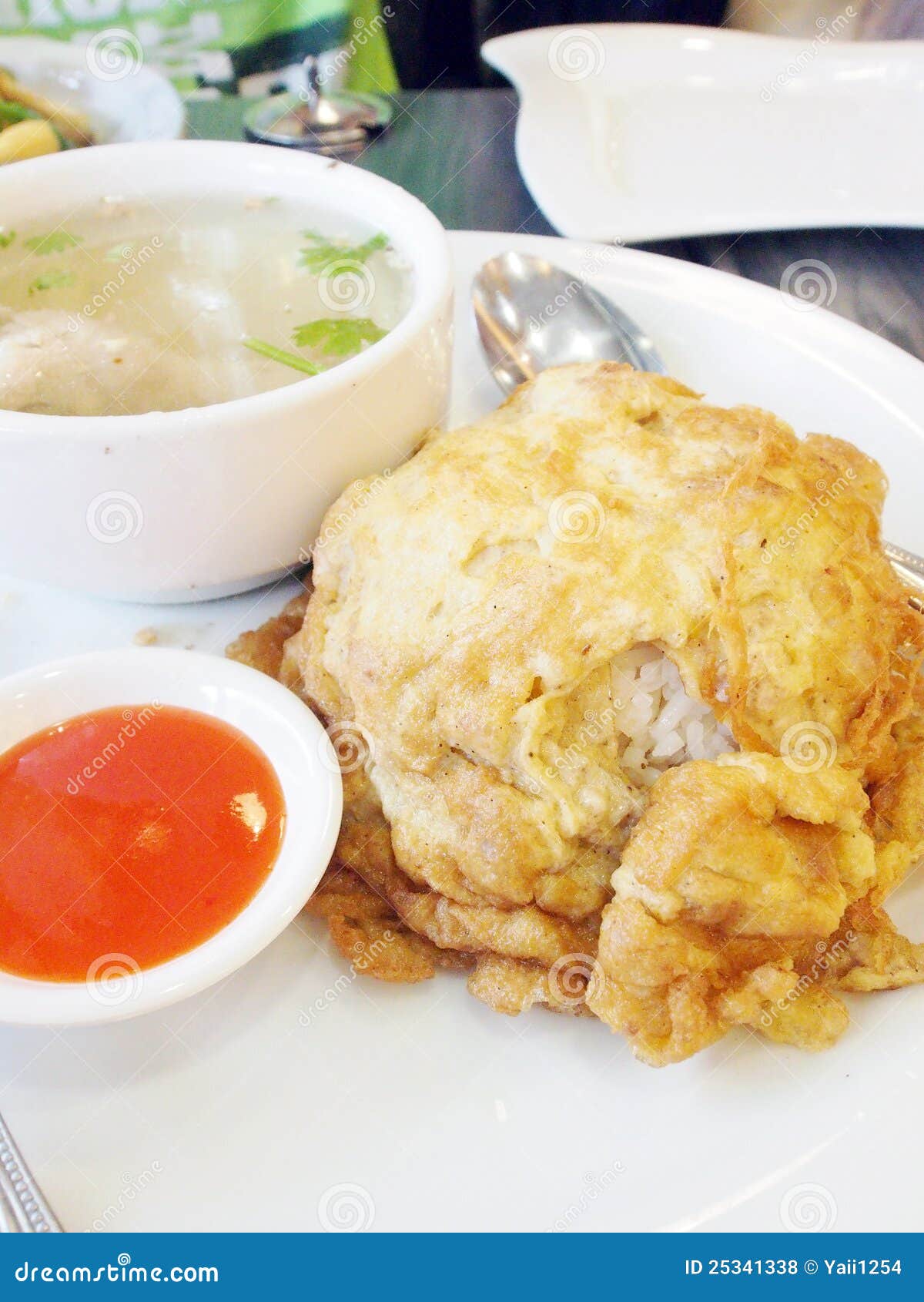 Egg fried rice and soup stock photo. Image of salad, fried - 25341338