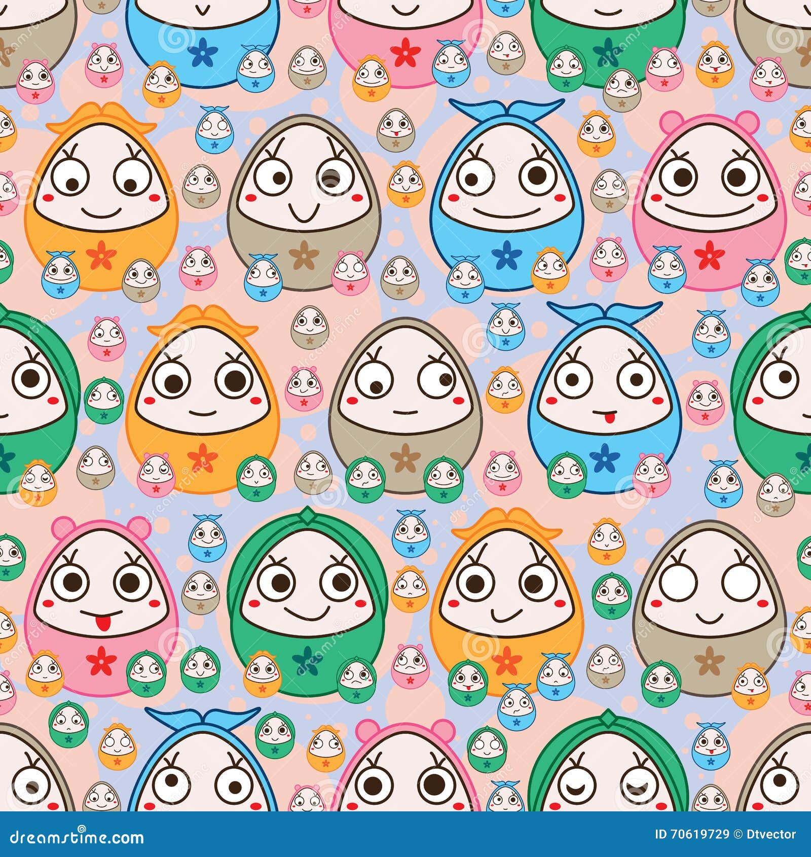 Egg Fun Face Symmetry Seamless Pattern Stock Vector - Illustration of ...