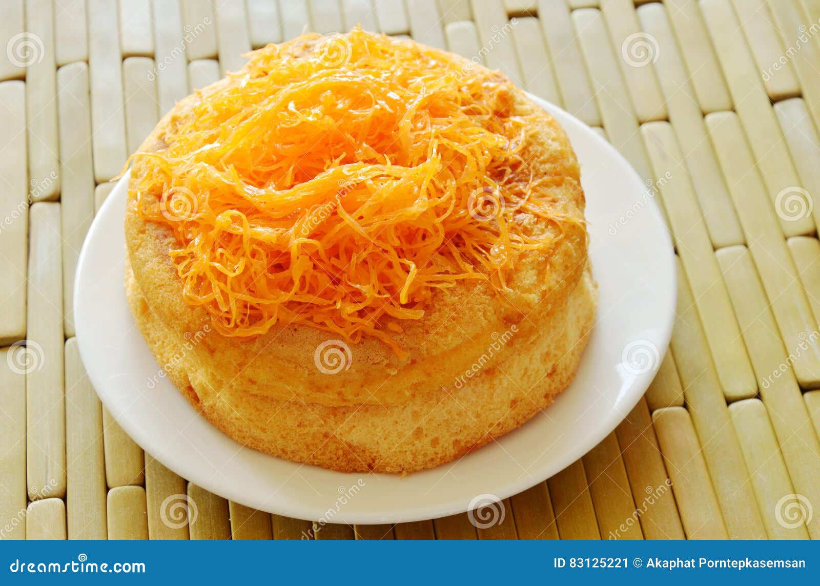 Egg Golden Threads Cake on Dish Stock Image - Image of portuguese ...