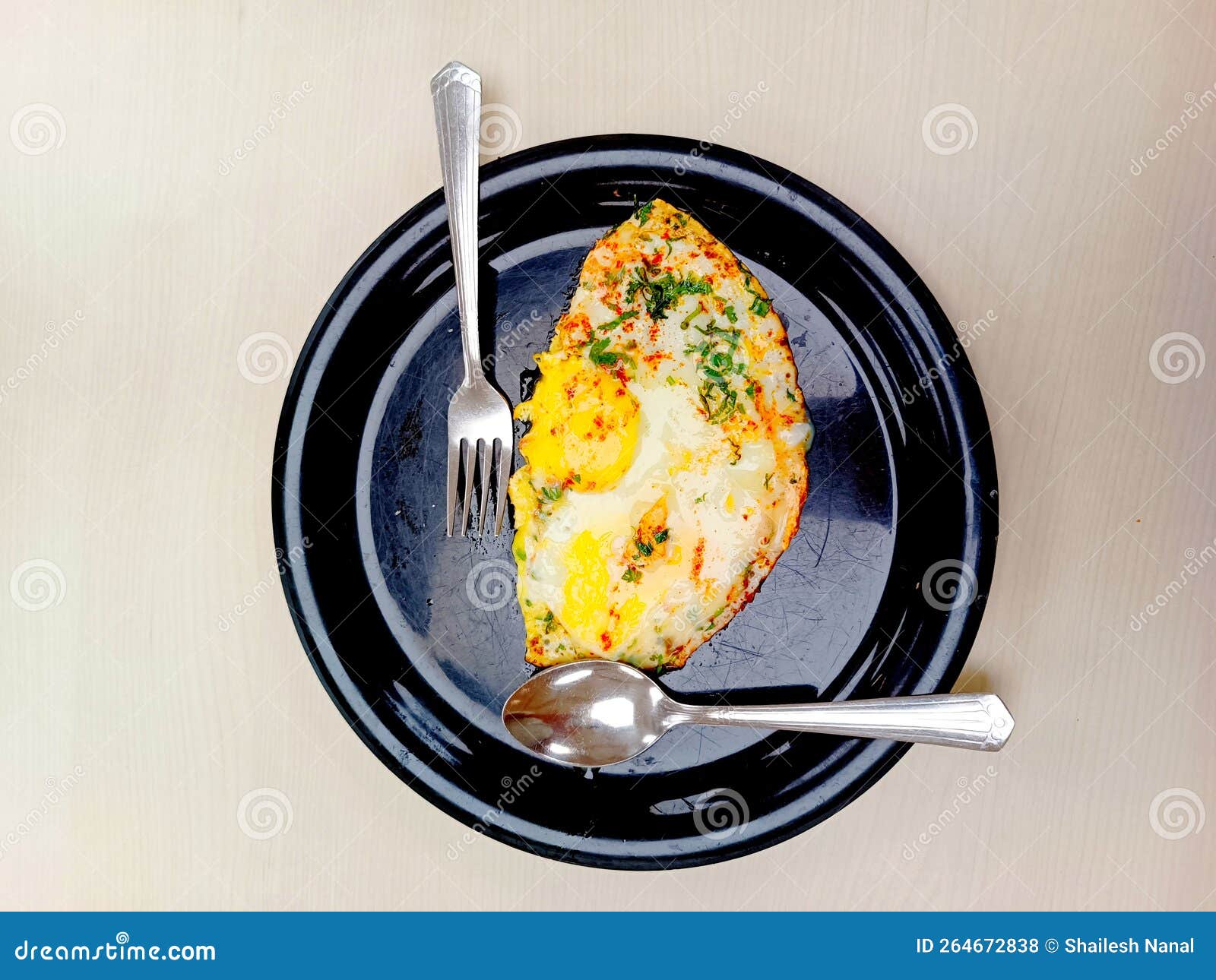 Egg Half fry Indian Style stock photo. Image of topping - 264672838