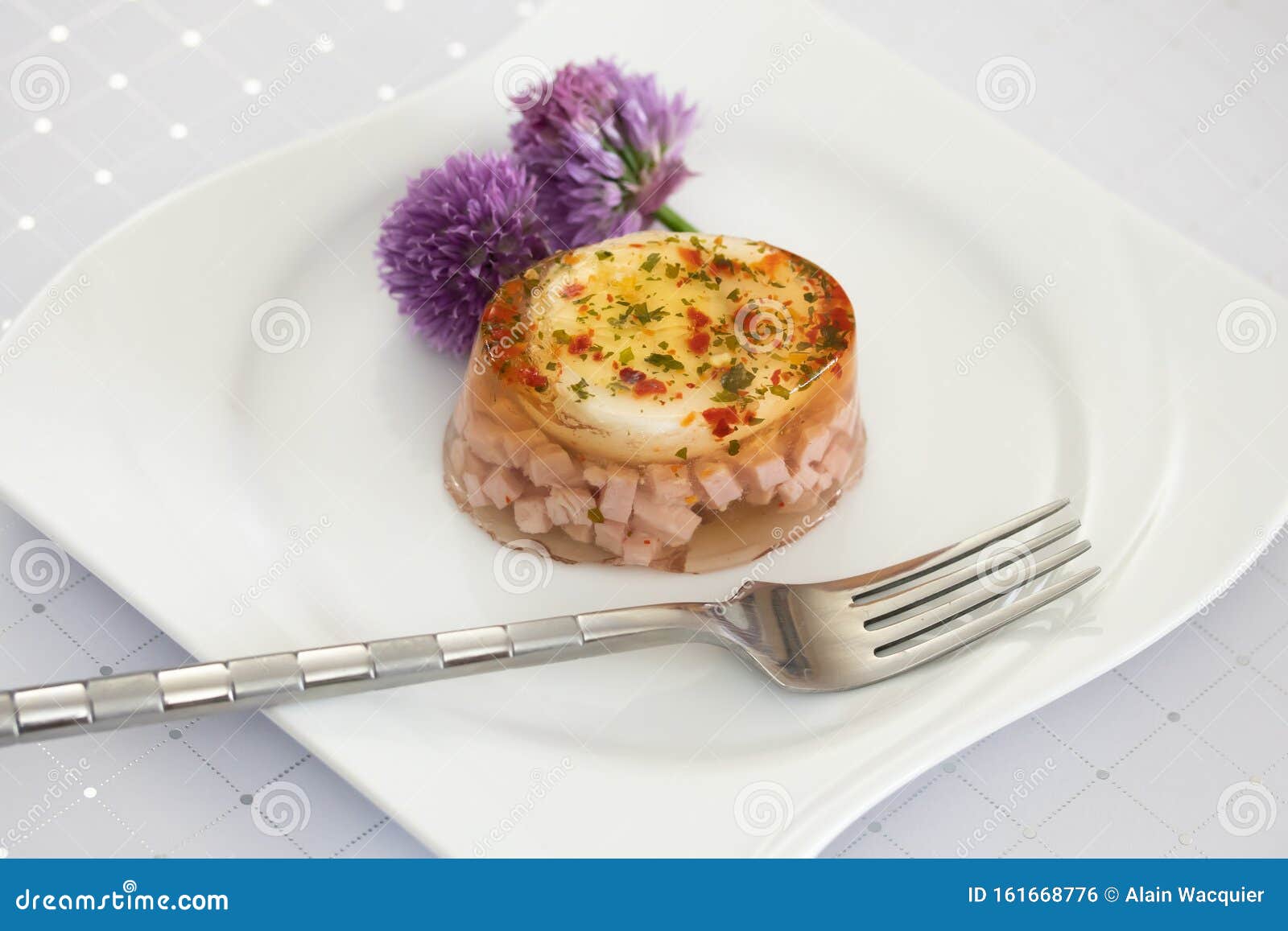 Egg and ham aspic stock photo. Image of meal, vegetable - 161668776
