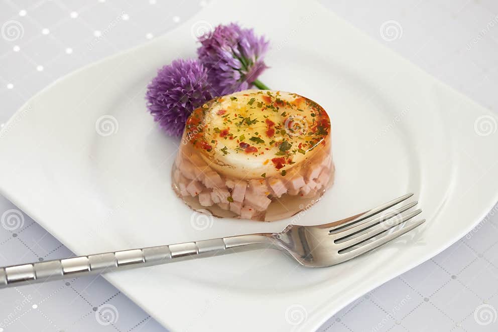 Egg and ham aspic stock photo. Image of meal, vegetable - 161668776