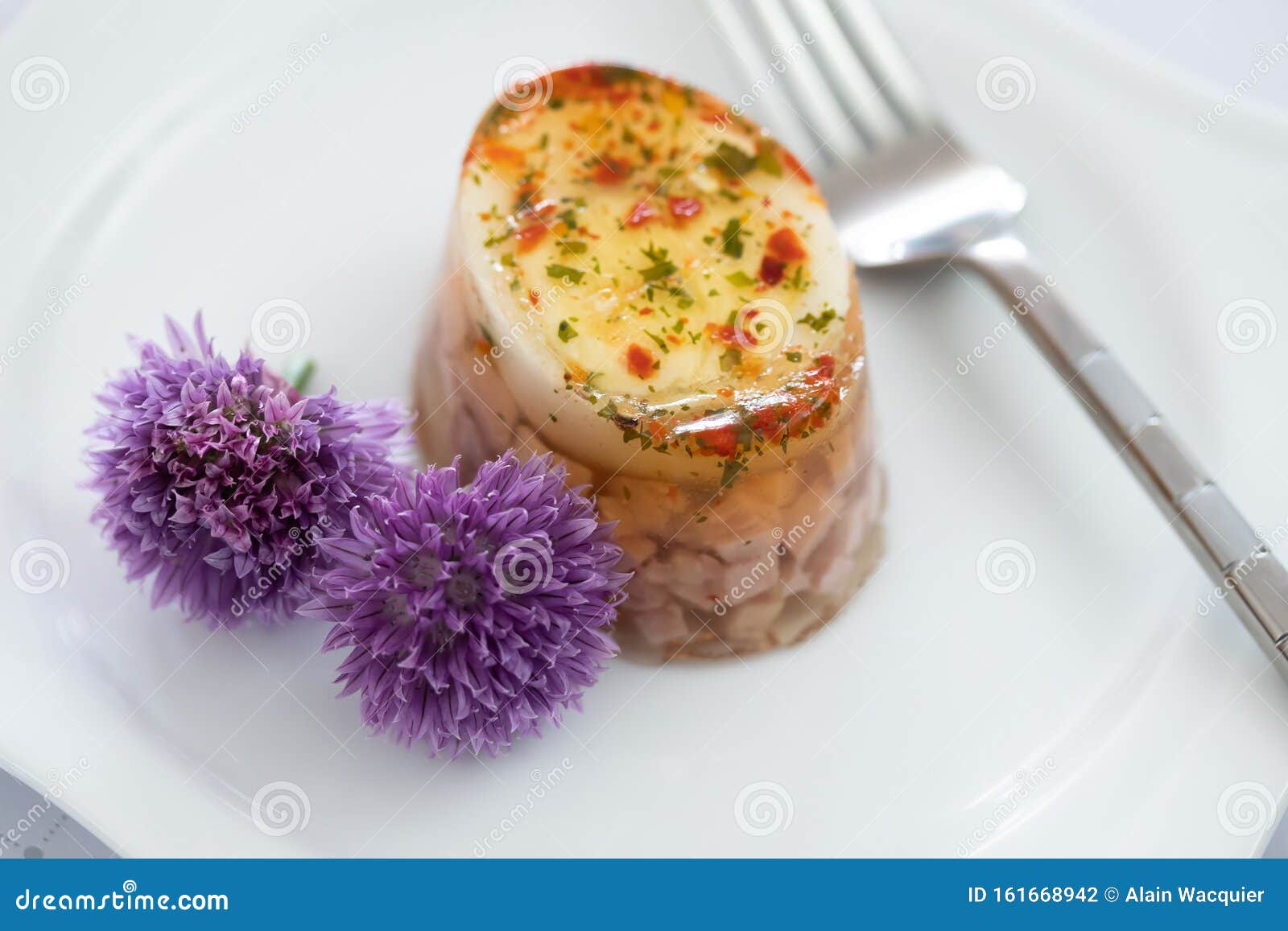 Egg and ham aspic stock photo. Image of lunch, hors - 161668942