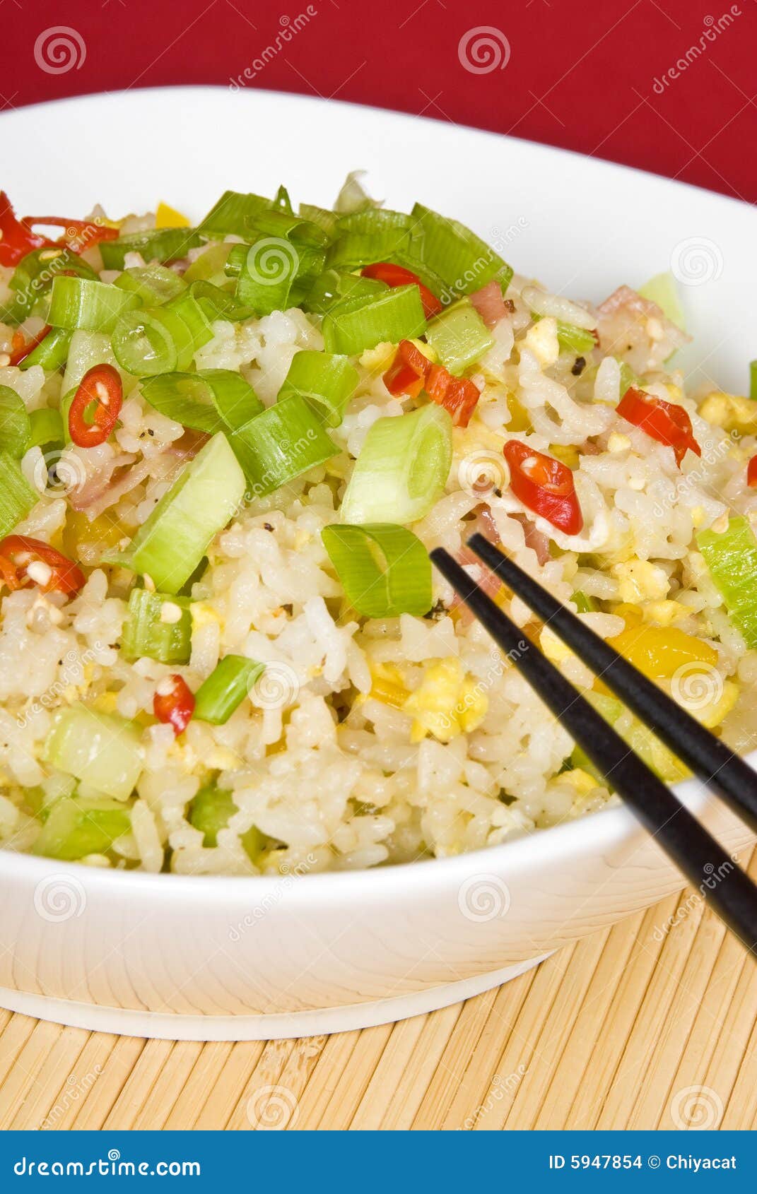 Egg and Ham Fried Rice stock photo. Image of yellow, spring - 5947854