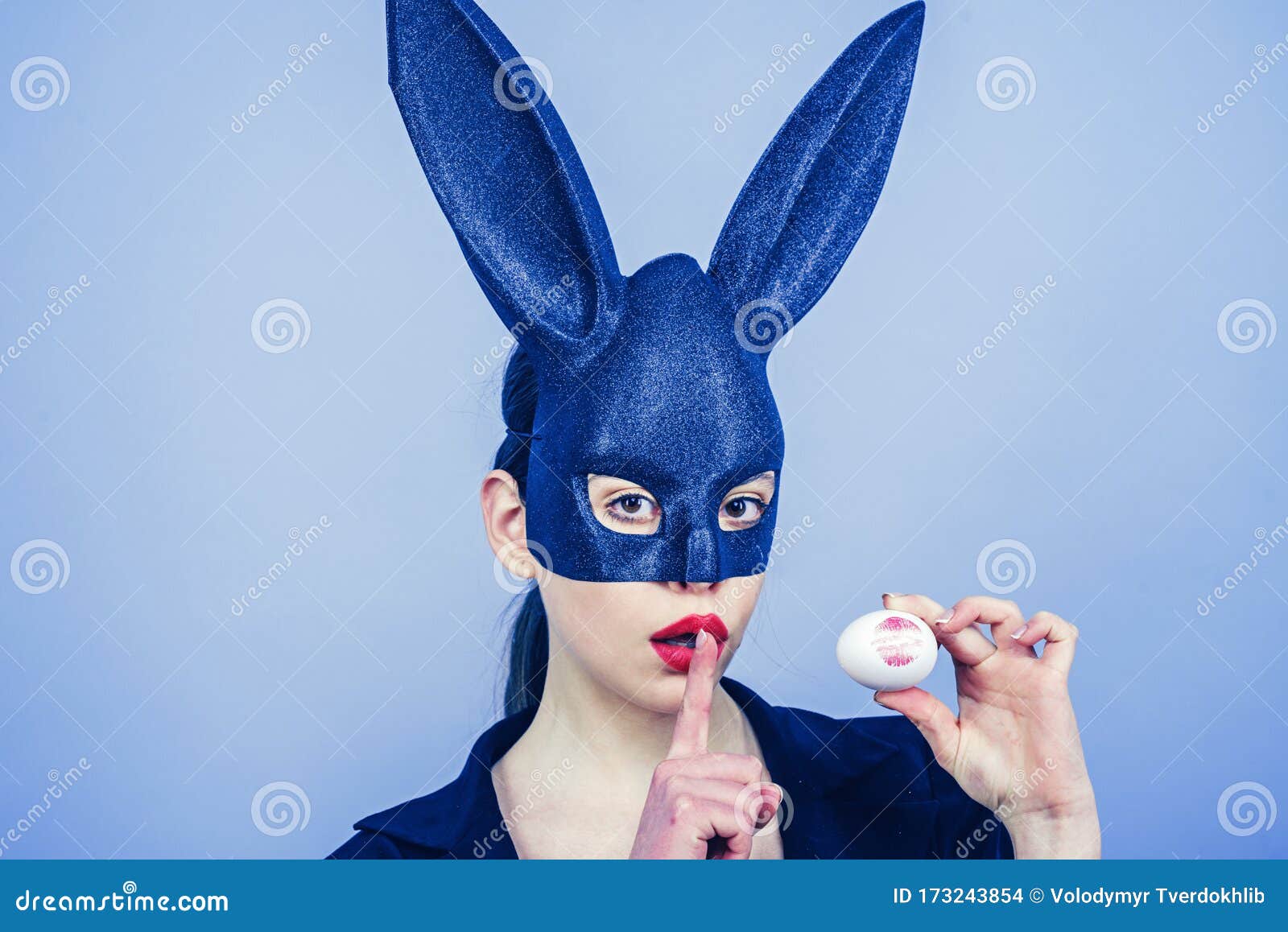 Egg Hunt Lipstick Kiss Print On Easter Egg Bunny Woman Happy Easter