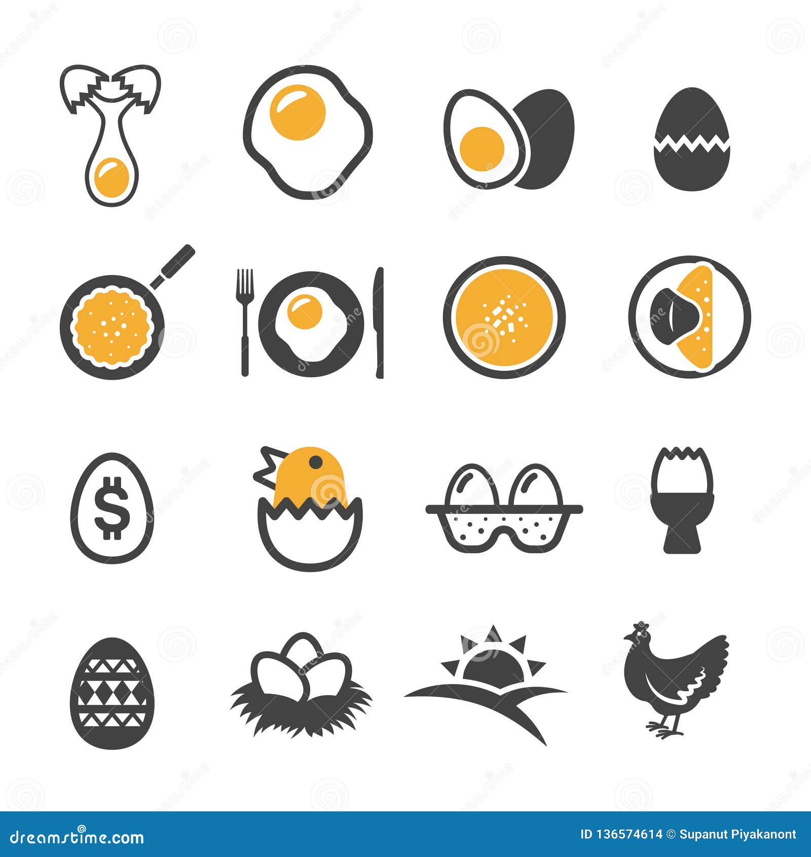 Egg icon set stock vector. Illustration of garnish, panel - 136574614