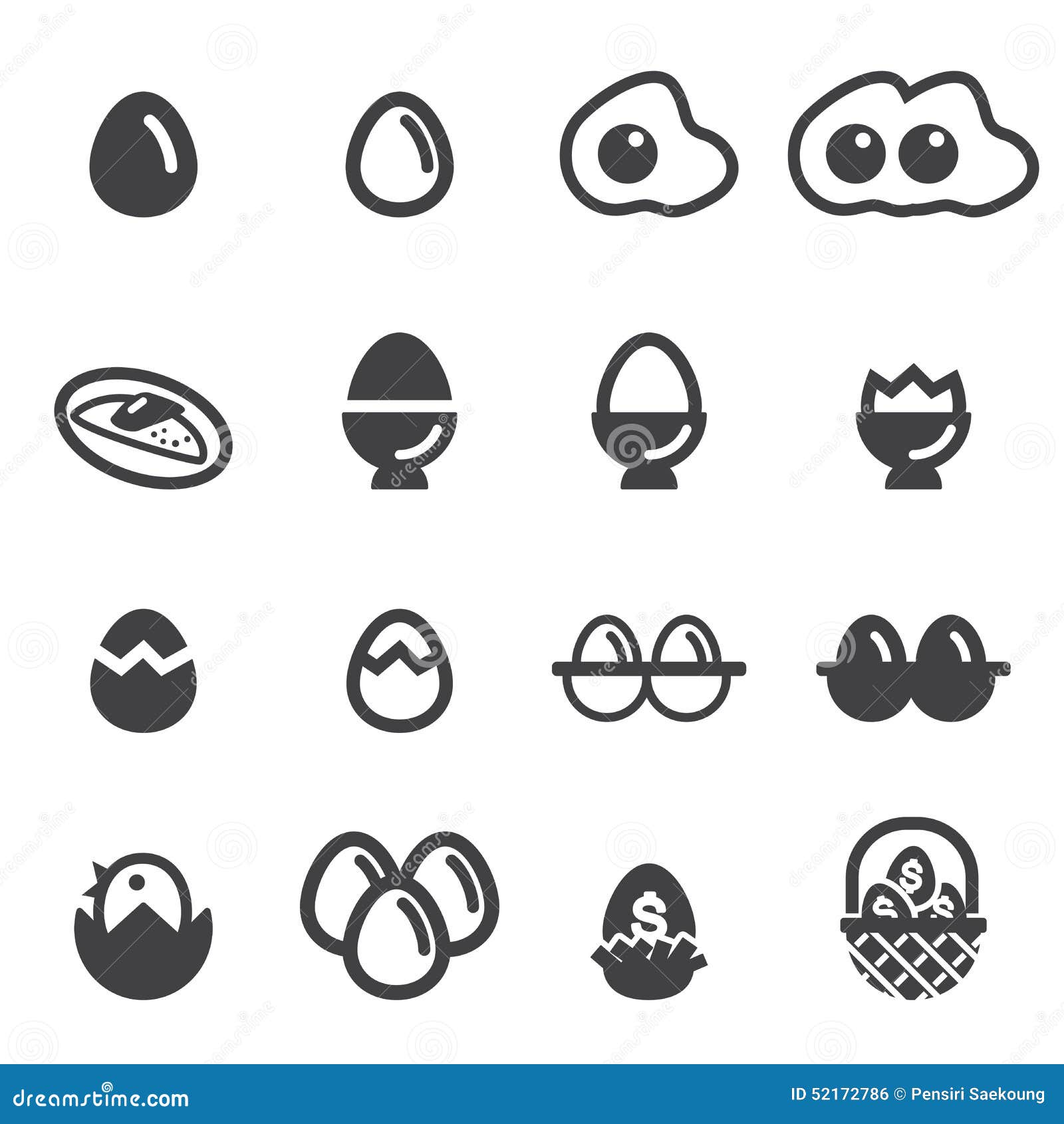 Egg icon set stock vector. Illustration of cooked, ingredient - 52172786
