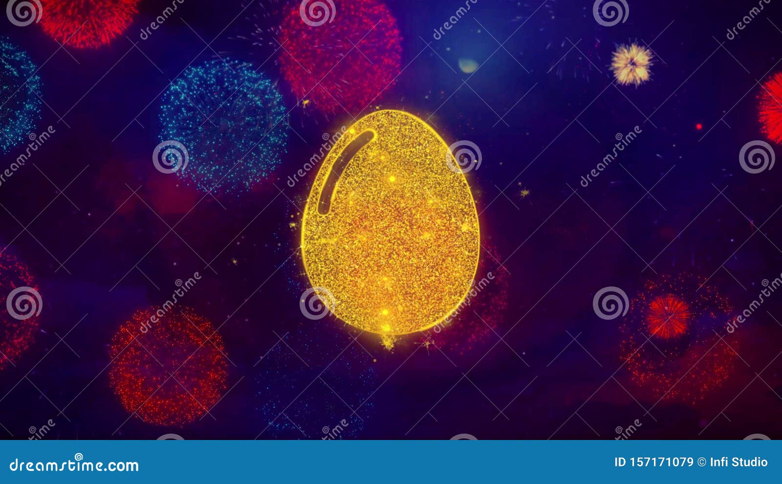 Egg Icon Symbol on Colorful Fireworks Particles. Stock Video - Video of ...