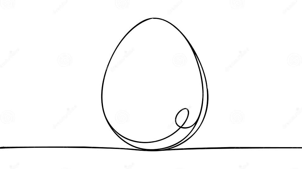 Egg Line Art, Continuous One Line Drawing of Whole Egg in Shell, Black ...