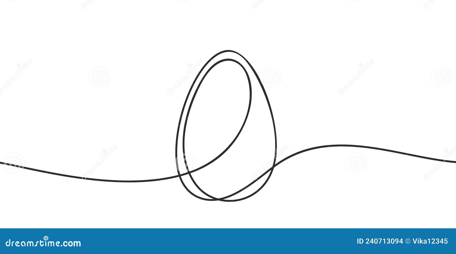 Egg Line Art, Continuous One Line Drawing of Whole Egg in Shell, Black ...