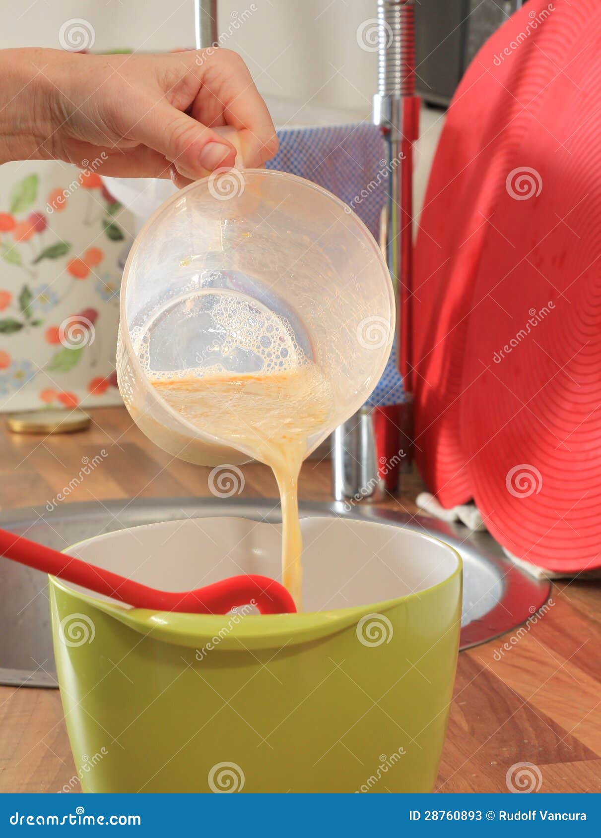 Egg and Milk Mixture Added stock image. Image of cook - 28760893