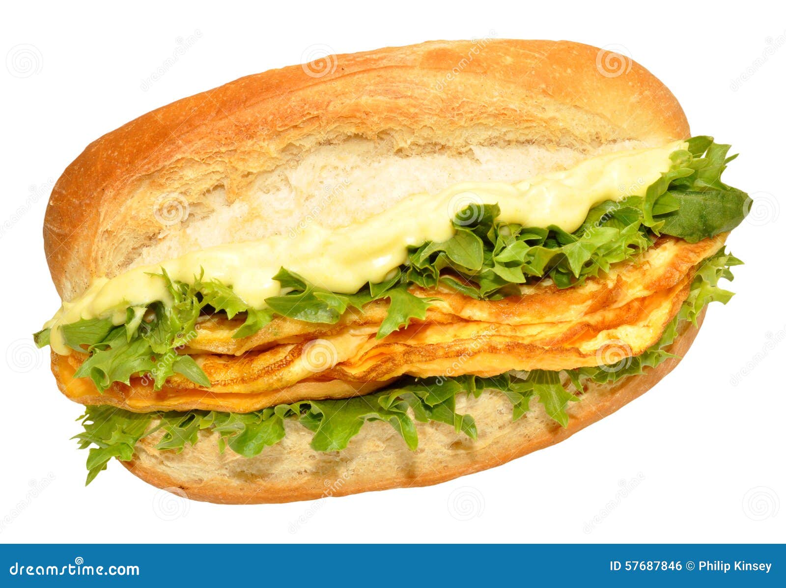 Egg Omelette Filled Sandwich Roll Stock Photo - Image of snack, crusty ...