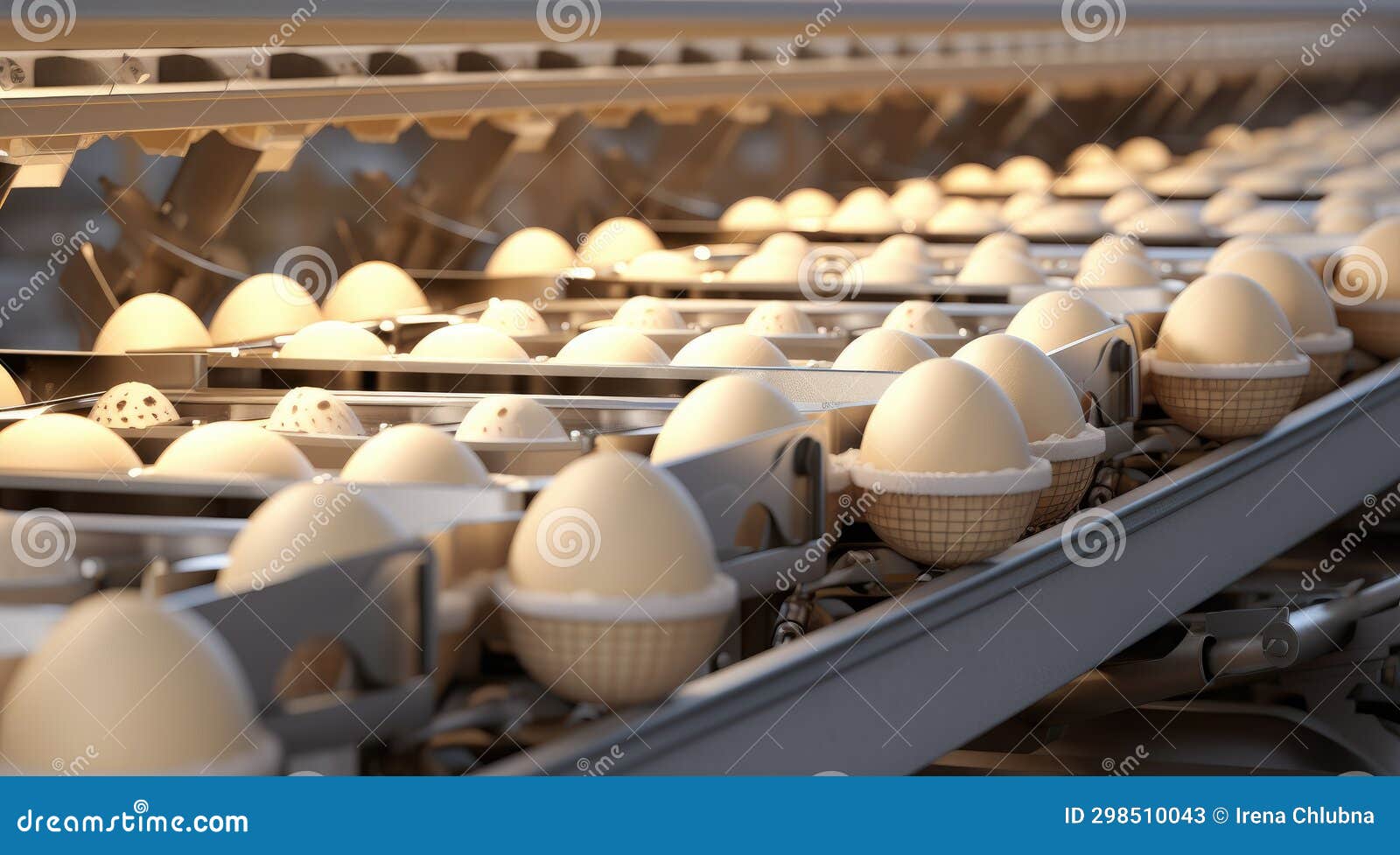 Egg Packing Industrial Machine in Food Processing Factory. Generative ...