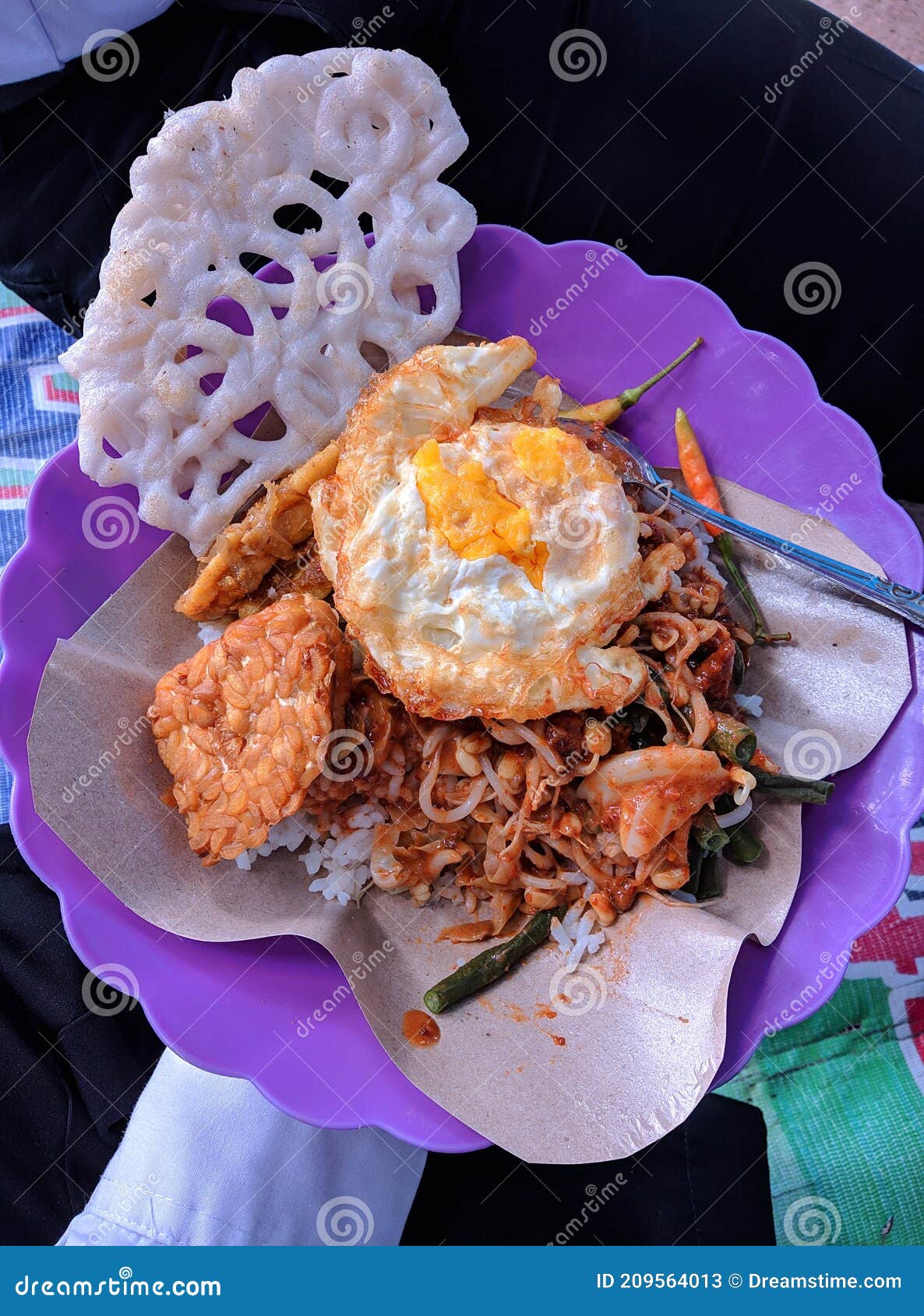 Egg pecel rice sego pecel stock image. Image of lunch - 209564013
