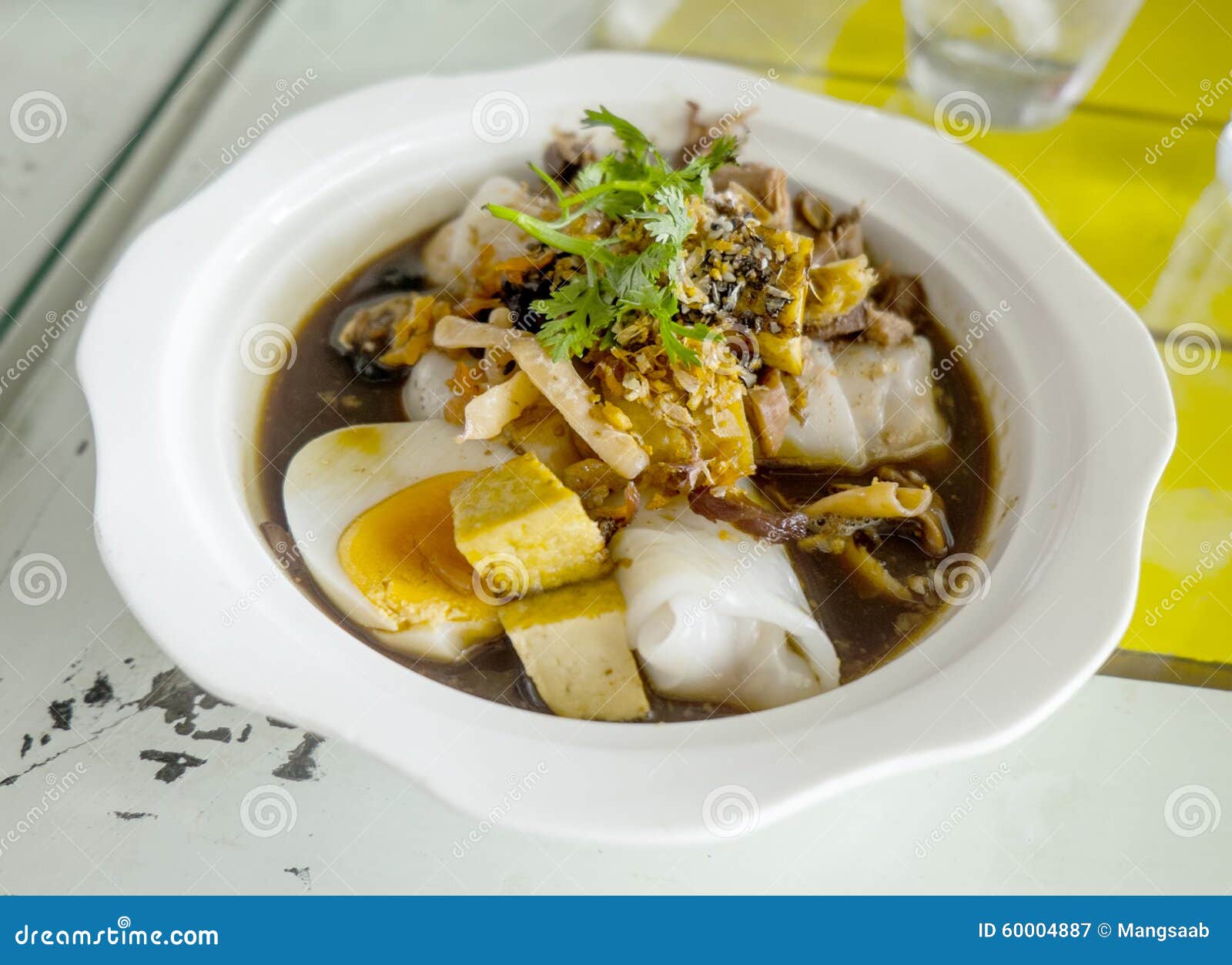 Egg Pork Paste of Rice Flour, Boiled Chinese Pasta Square. Stock Image ...