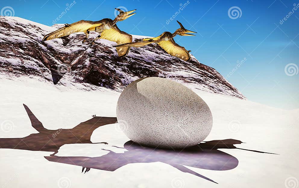 Egg and Pterodactyl 3d Rendering Stock Illustration - Illustration of nature, danger: 102026224