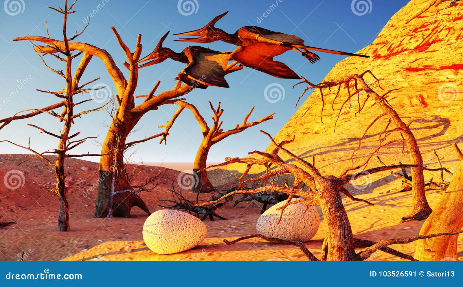 Egg and Pterodactyl 3d Rendering Stock Image - Image of dragon ...