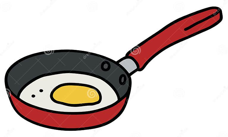 Egg in a red pan stock vector. Illustration of utensil - 59196560