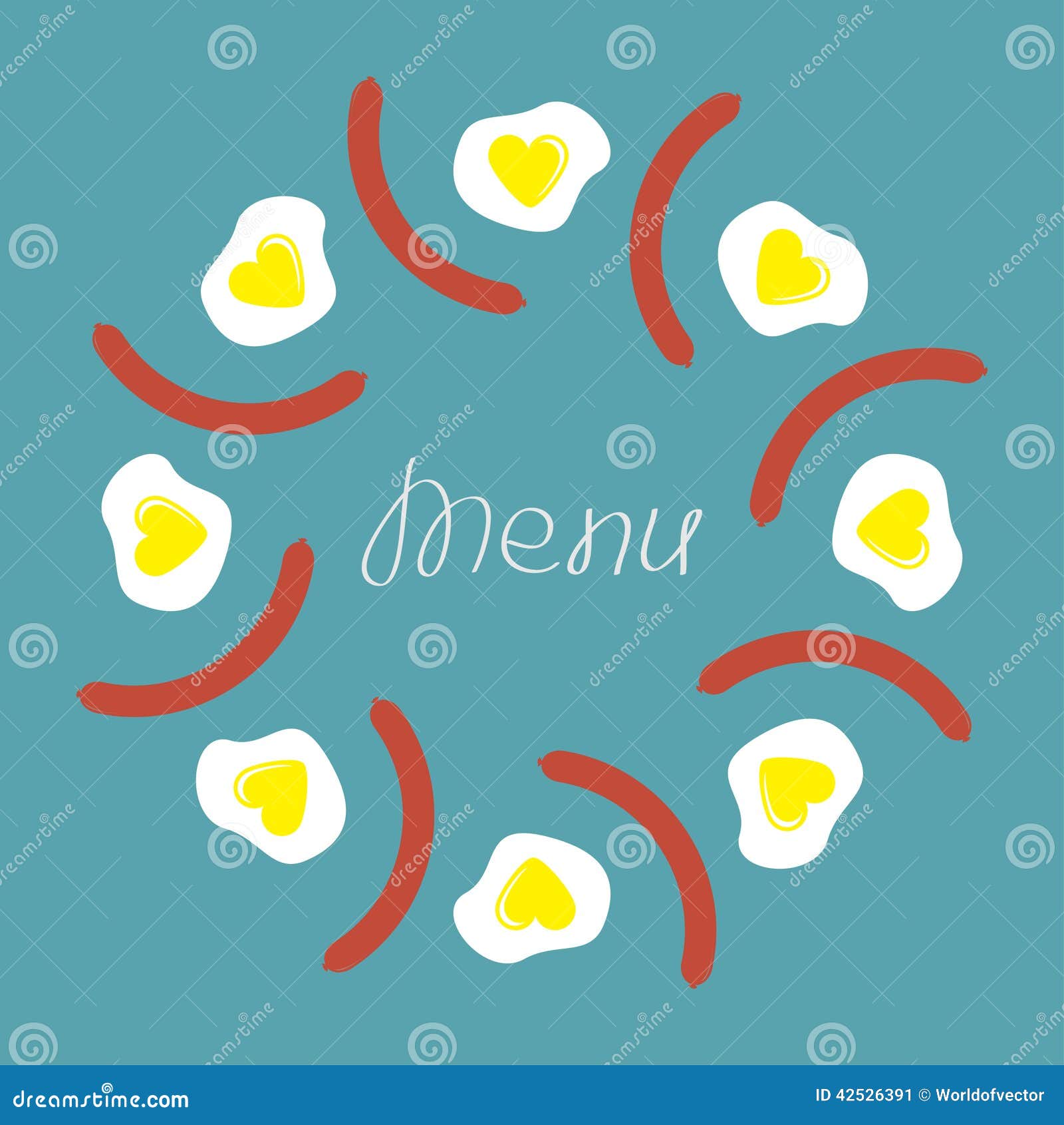 Egg and Sausage Round Food Frame. Menu Cover Stock Vector ...