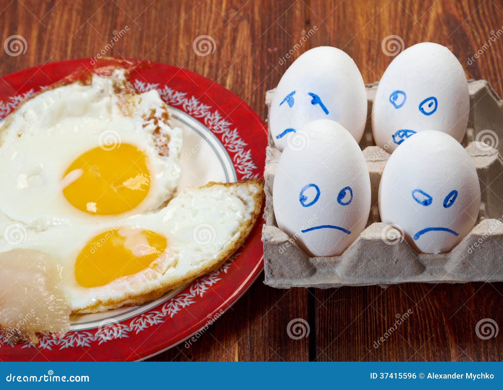 Egg with Scared Face and Fried Egg Stock Photo - Image of broken, funny ...