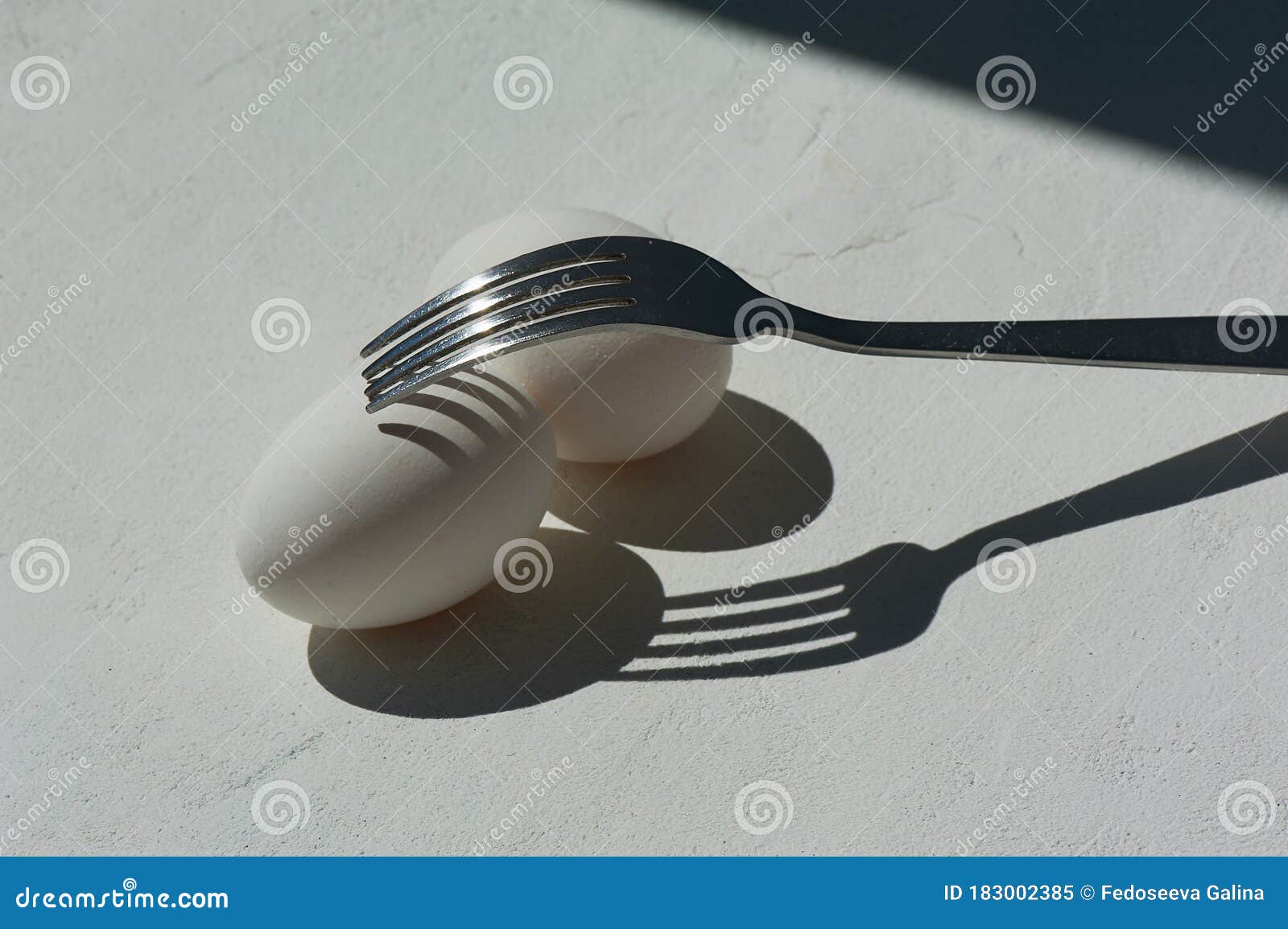 Egg with Shadow from the Fork.Minimalism. Cooking Pastries, Omelets ...