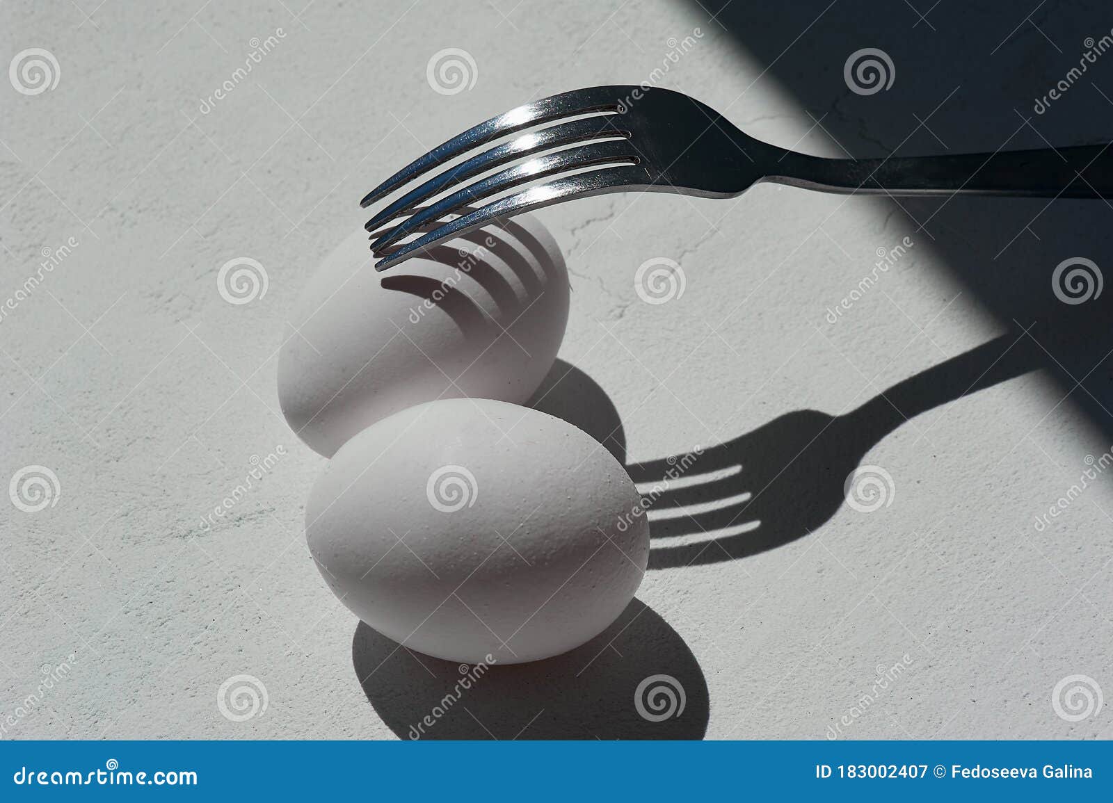 Egg with Shadow from the Fork.Minimalism. Cooking Pastries, Omelets ...