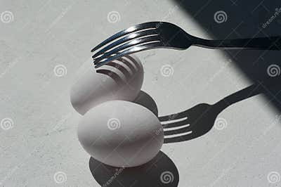 Egg with Shadow from the Fork.Minimalism. Cooking Pastries, Omelets ...