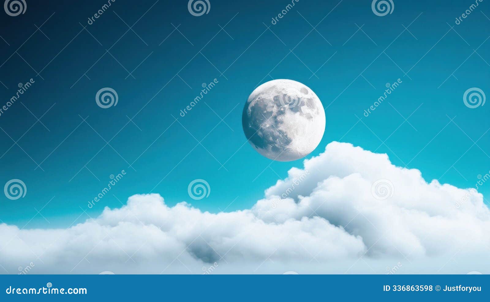 Egg-Shaped Cloud Floating Beneath the Moon in a Blue Sky Stock ...