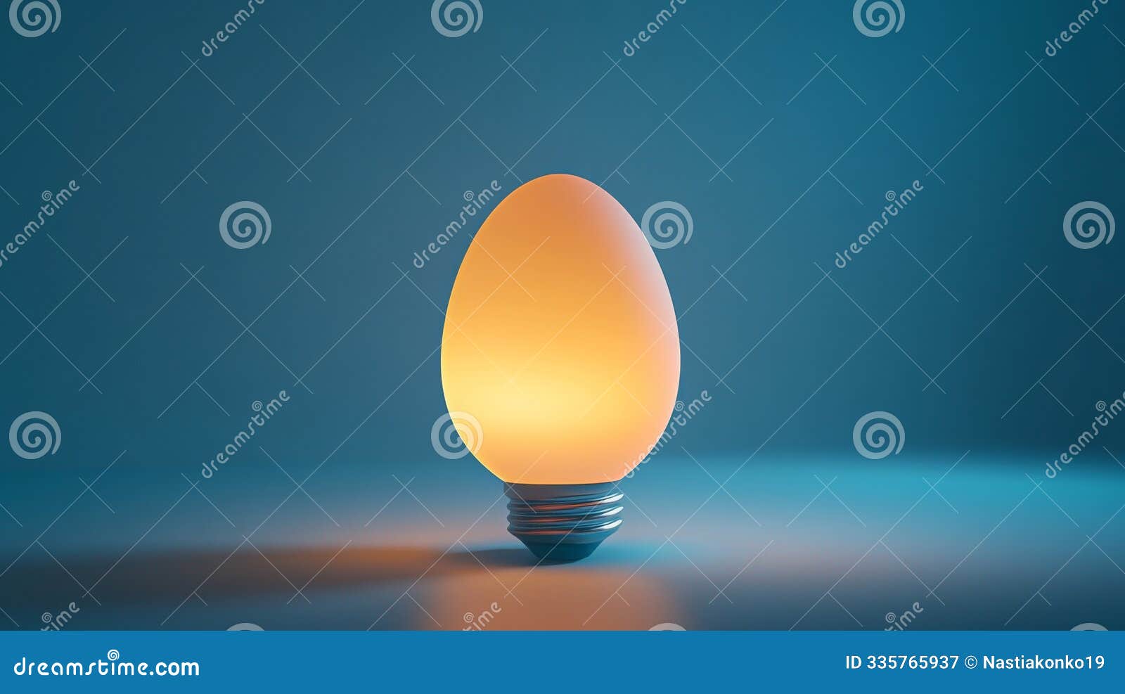 Egg Shaped Lamp Glowing on a Blue Background, Conceptual Lighting ...