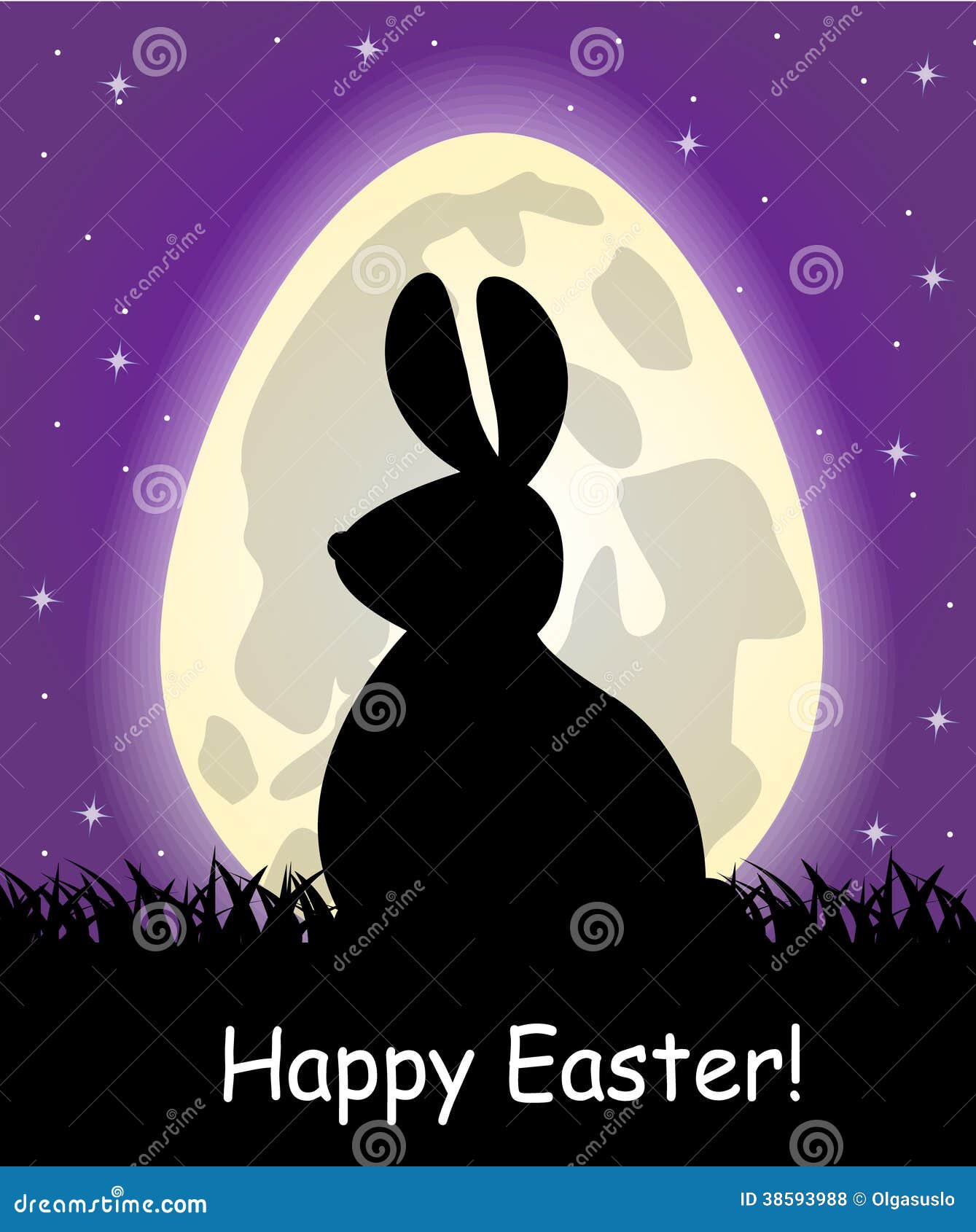 Egg-shaped Moon and the Silhouette of the Easter Bunny Stock Vector ...