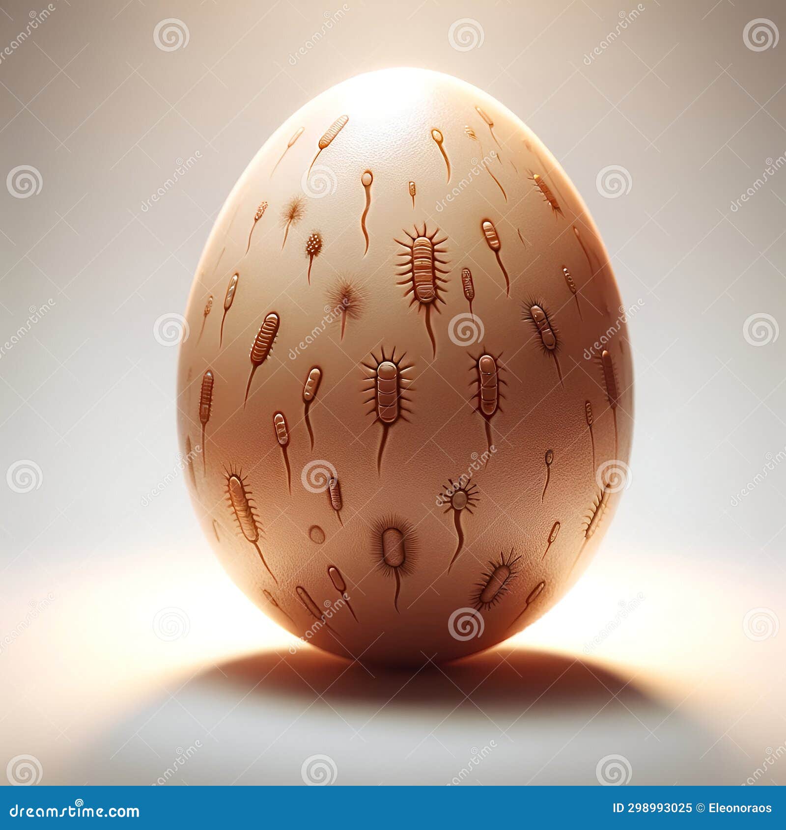 Egg-shaped Object with Etched Microbes, Symbolizing Scientific Study in ...