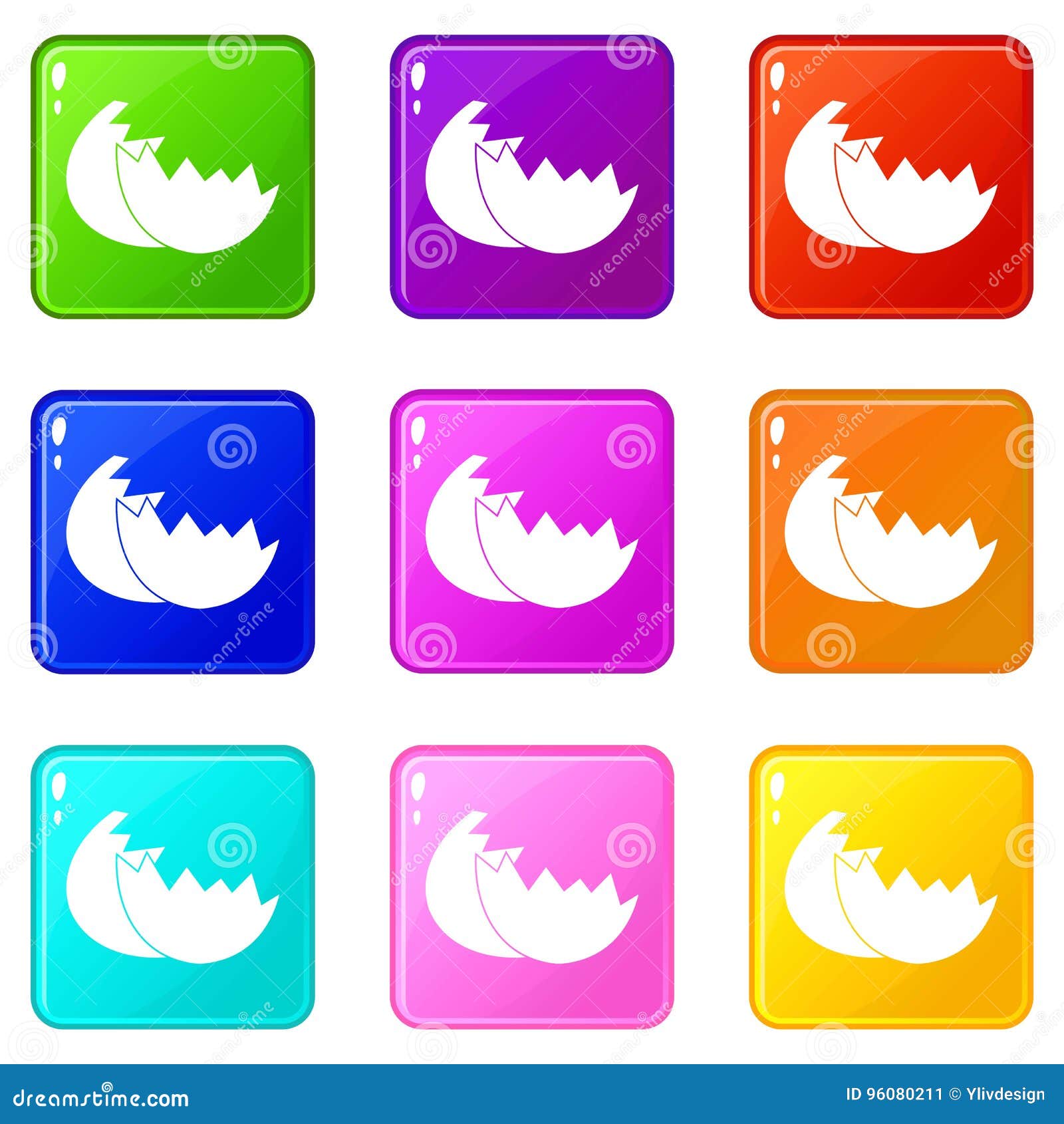 Egg shell icons 9 set stock vector. Illustration of damaged - 96080211