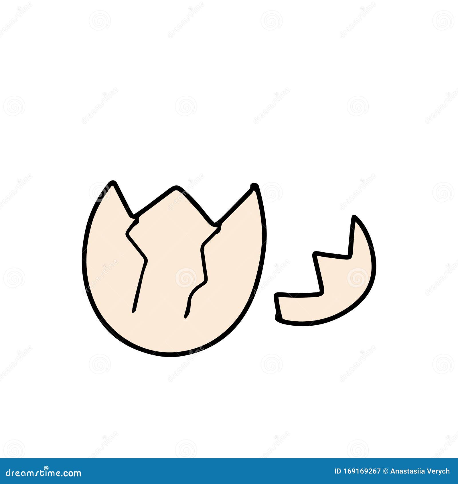 Egg Shell Isolated on White Background. Easter Illustration in Cartoon ...